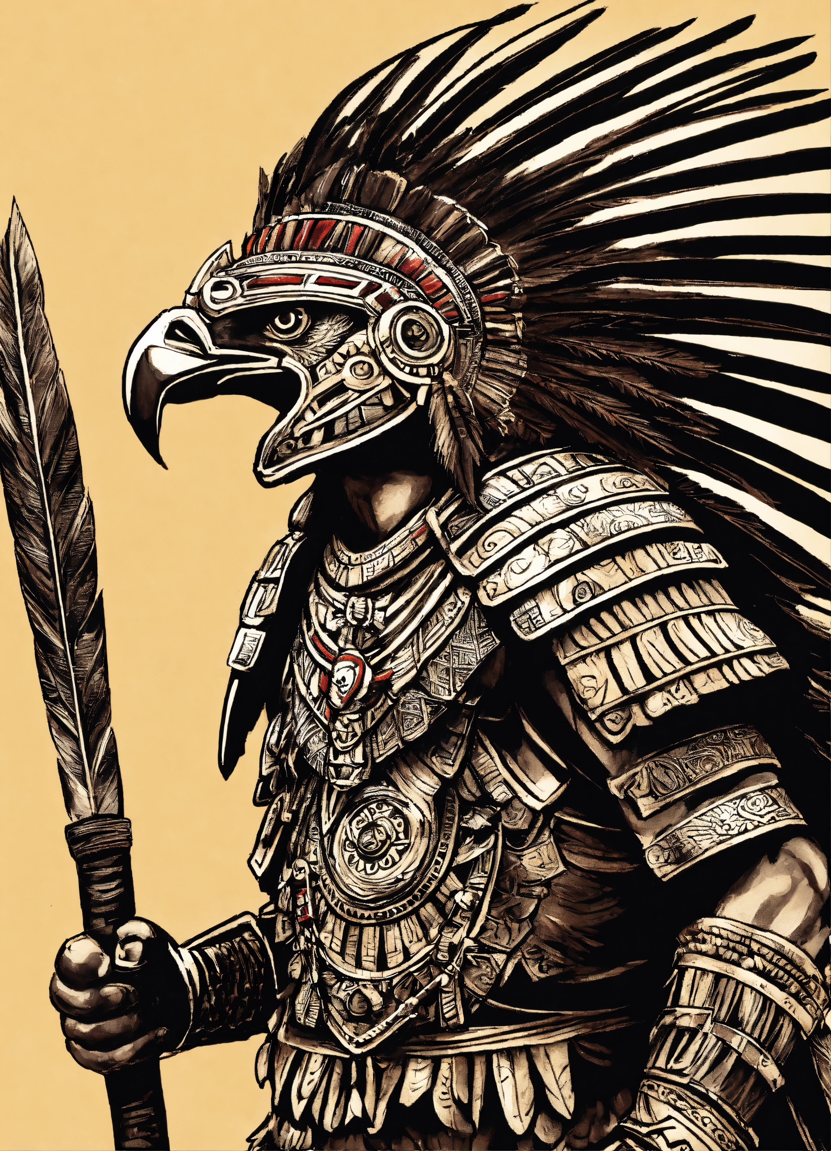 Lexica - Aztec eagle Warrior, drawing