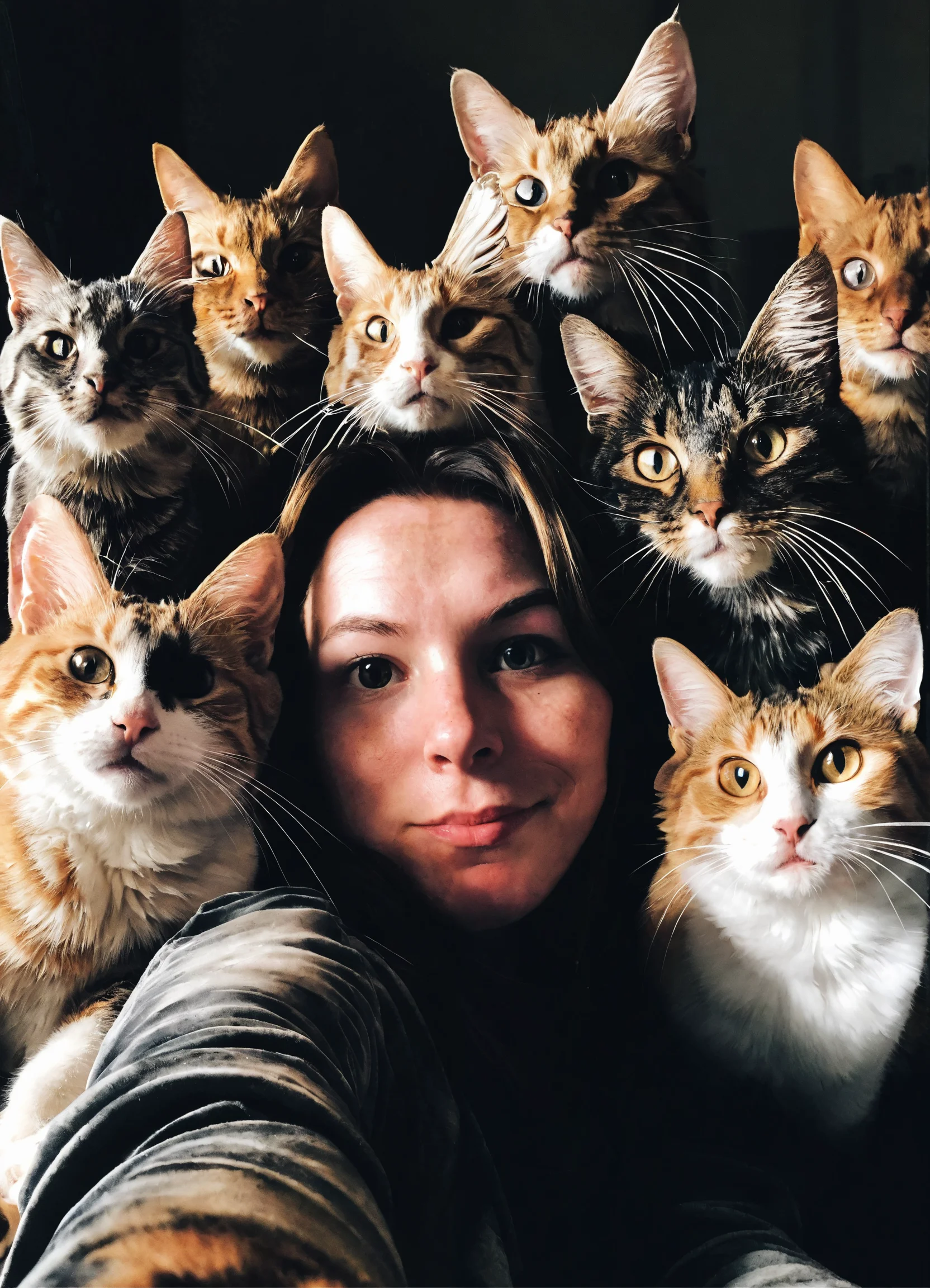 Lexica - A lot of cats take a selfie, photography very realist