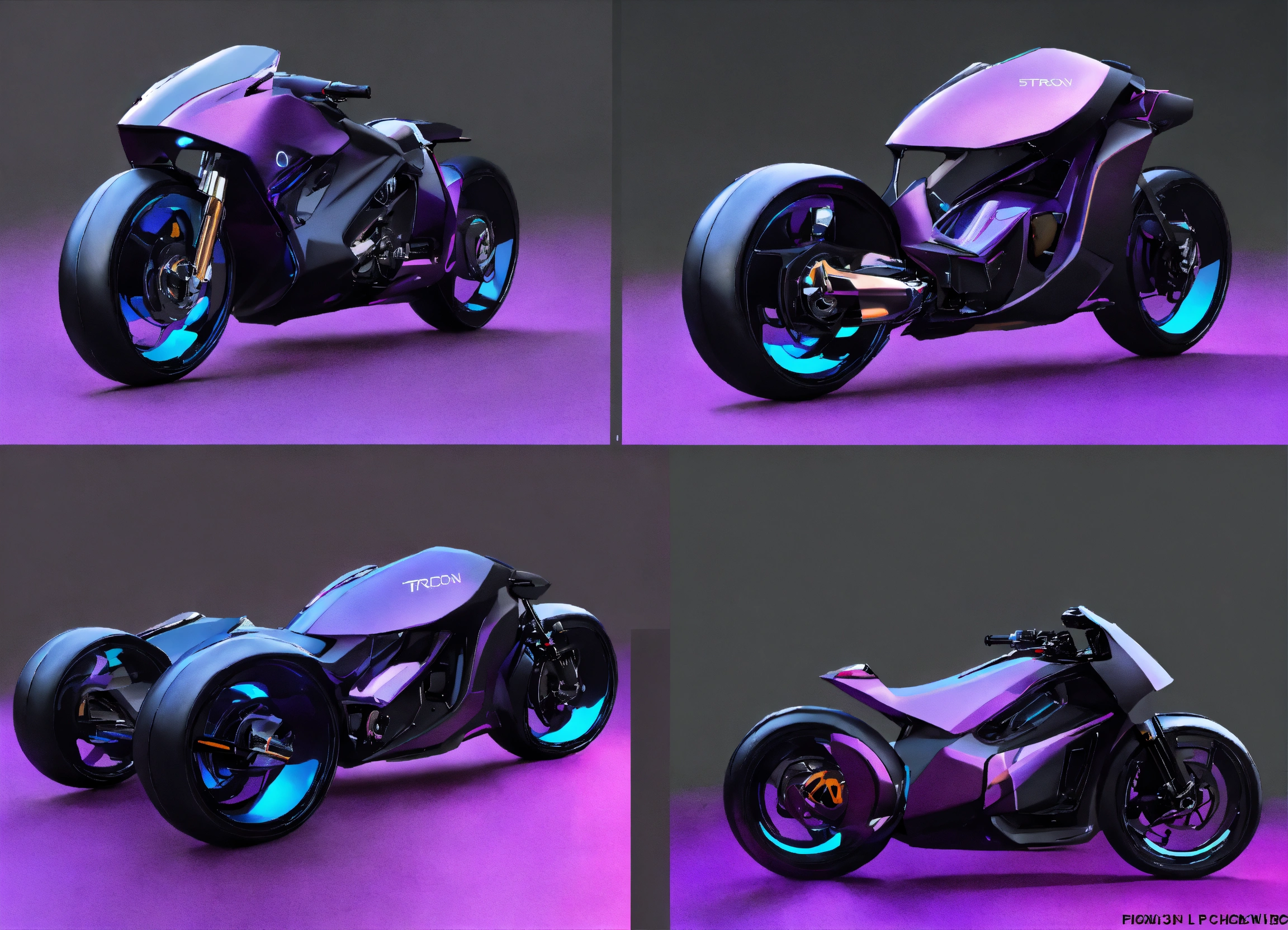 Lexica - Designing motorcycles, black color, design sheet, tron type ...
