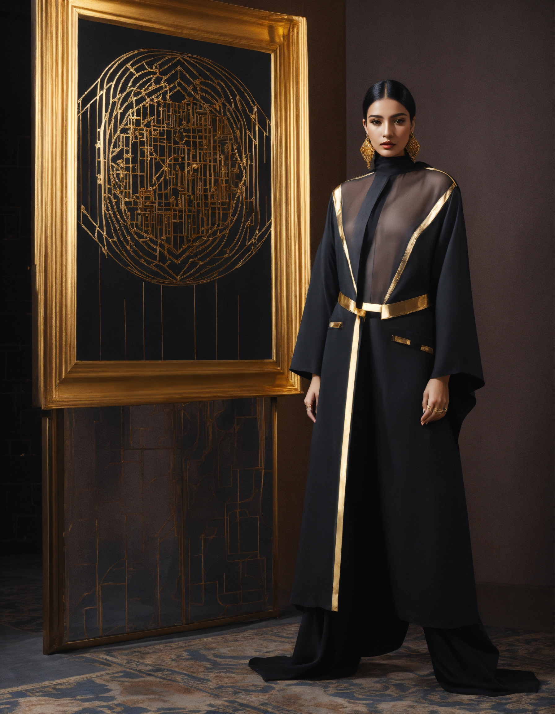 Lexica - Suit art kuwait flight new look bisht gold frame black sheer ...