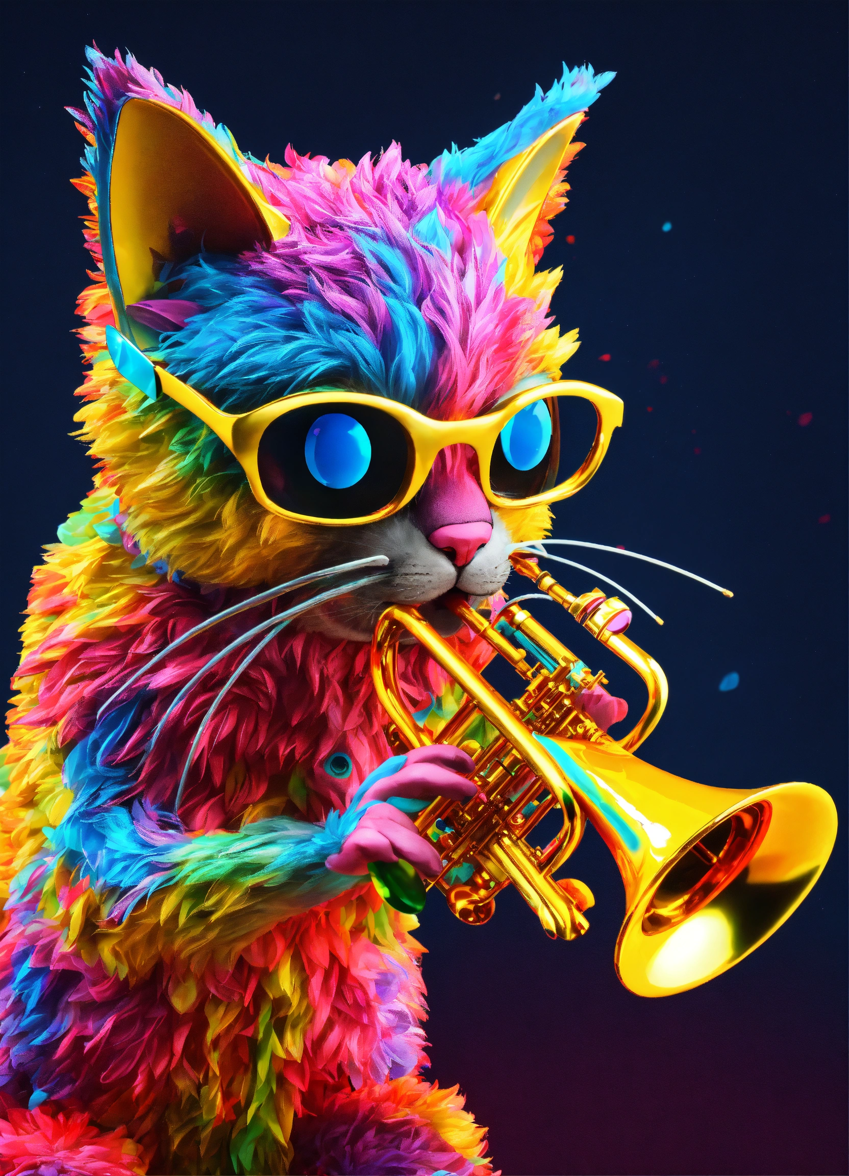 Lexica - An insane 3d toy furry musical cat playing trumpet saxophone ...