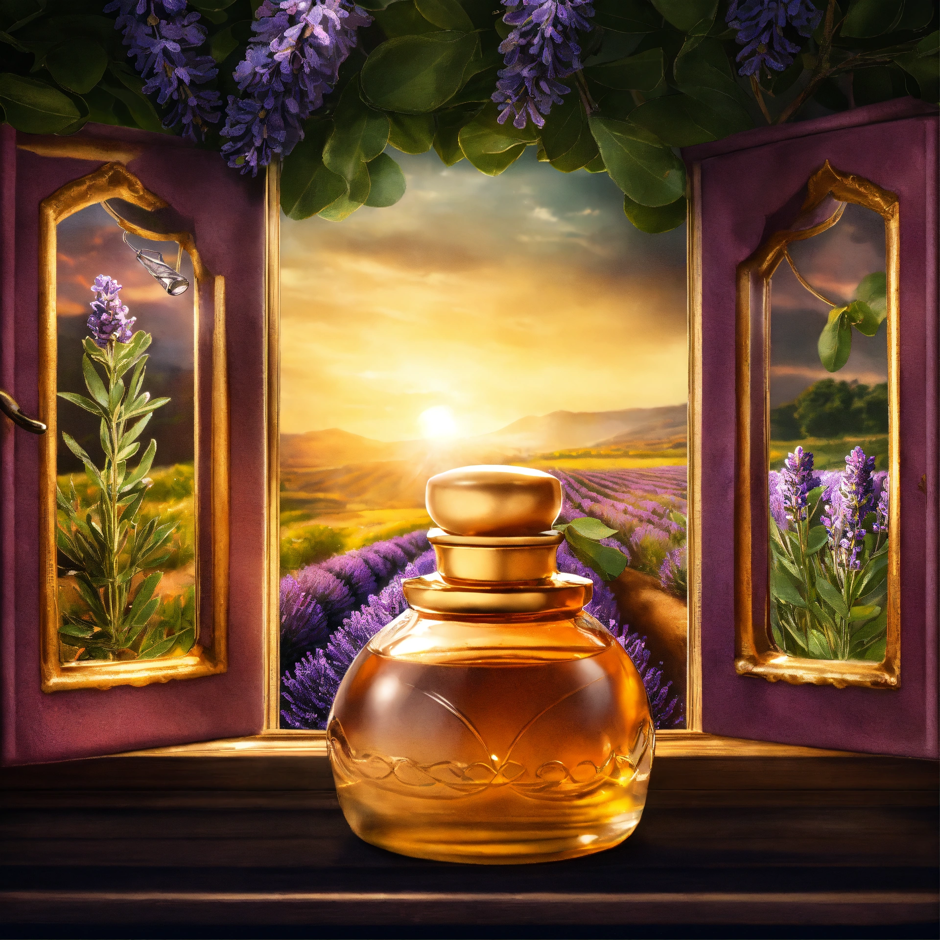 Lexica - Advertising image for lavender potion, photorealistic
