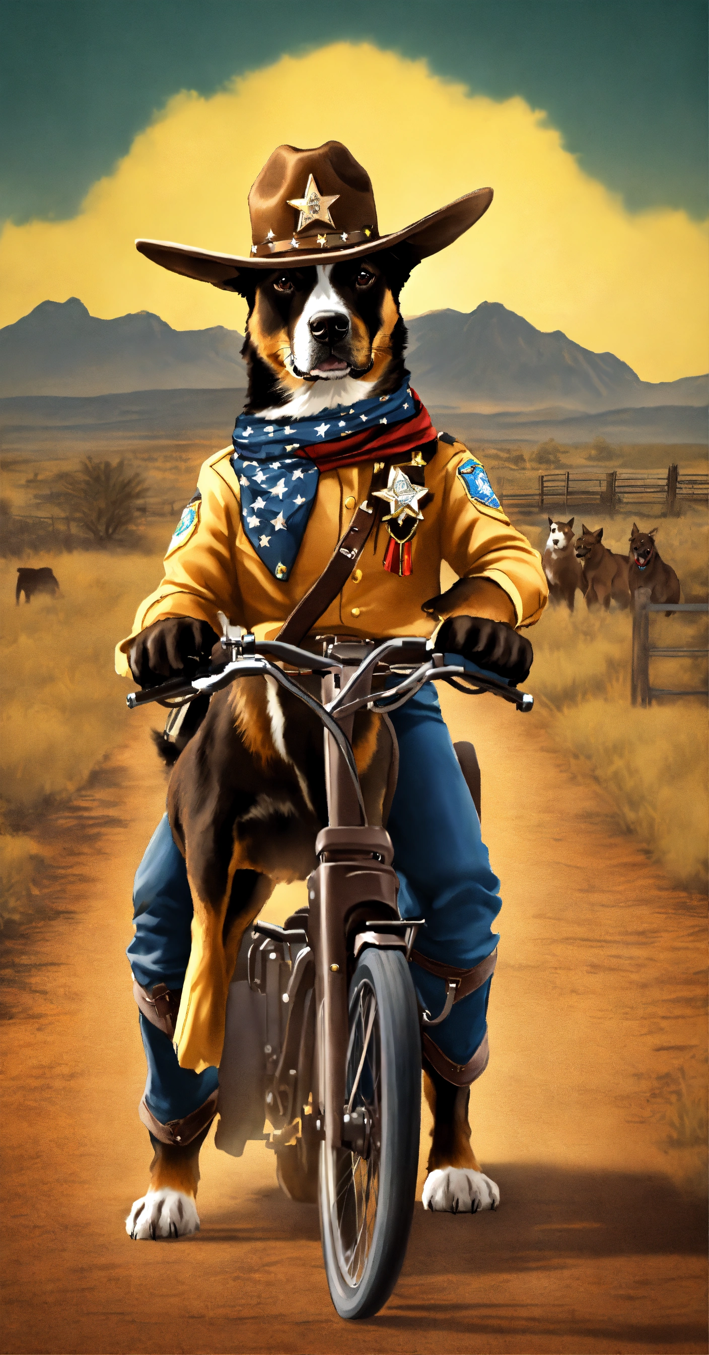 Lexica - Design an image of a dog as a fearless cowboy sheriff ...