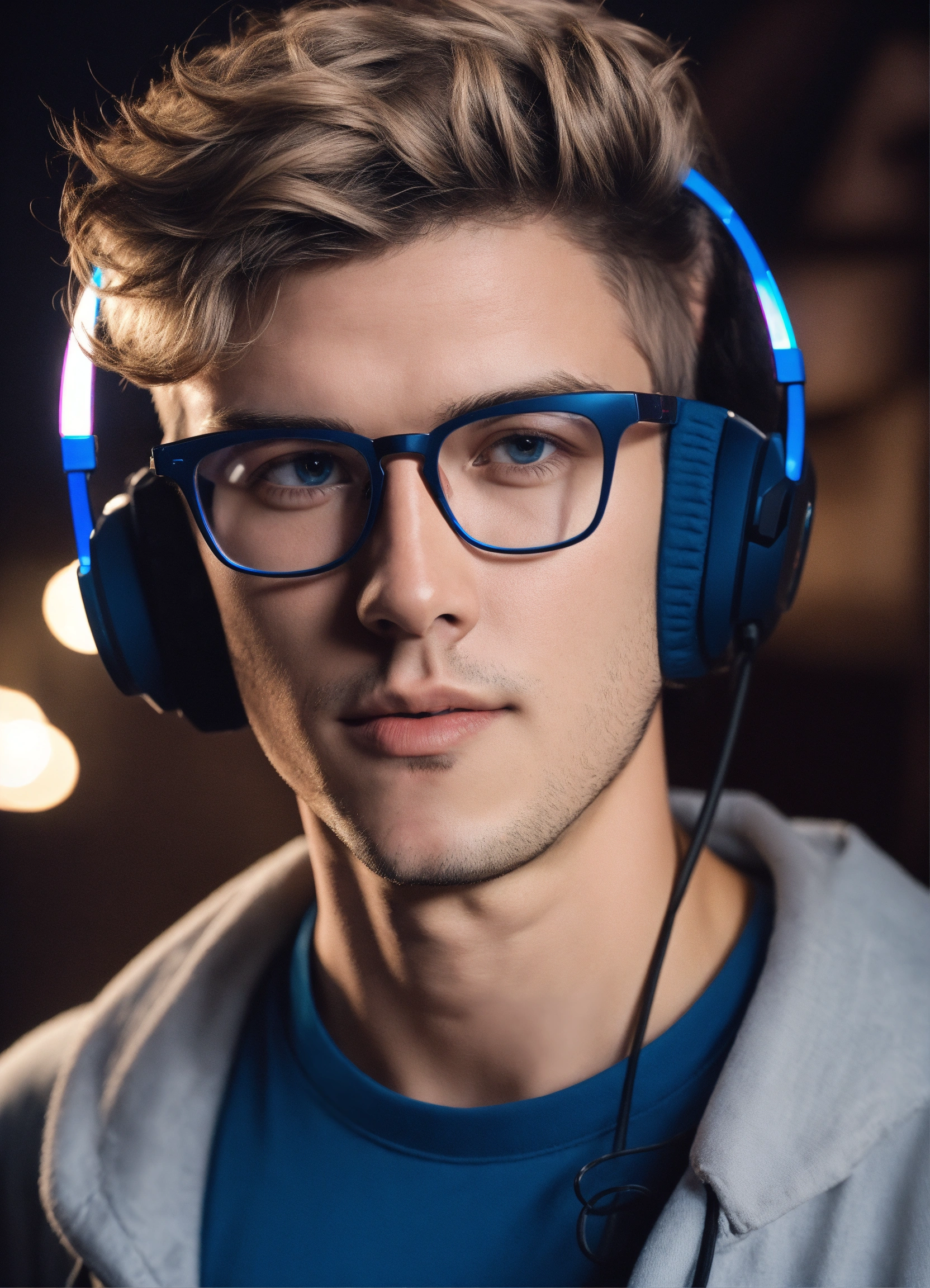 Lexica - Male streamer, short dark blonde hair, no facial hair, square ...