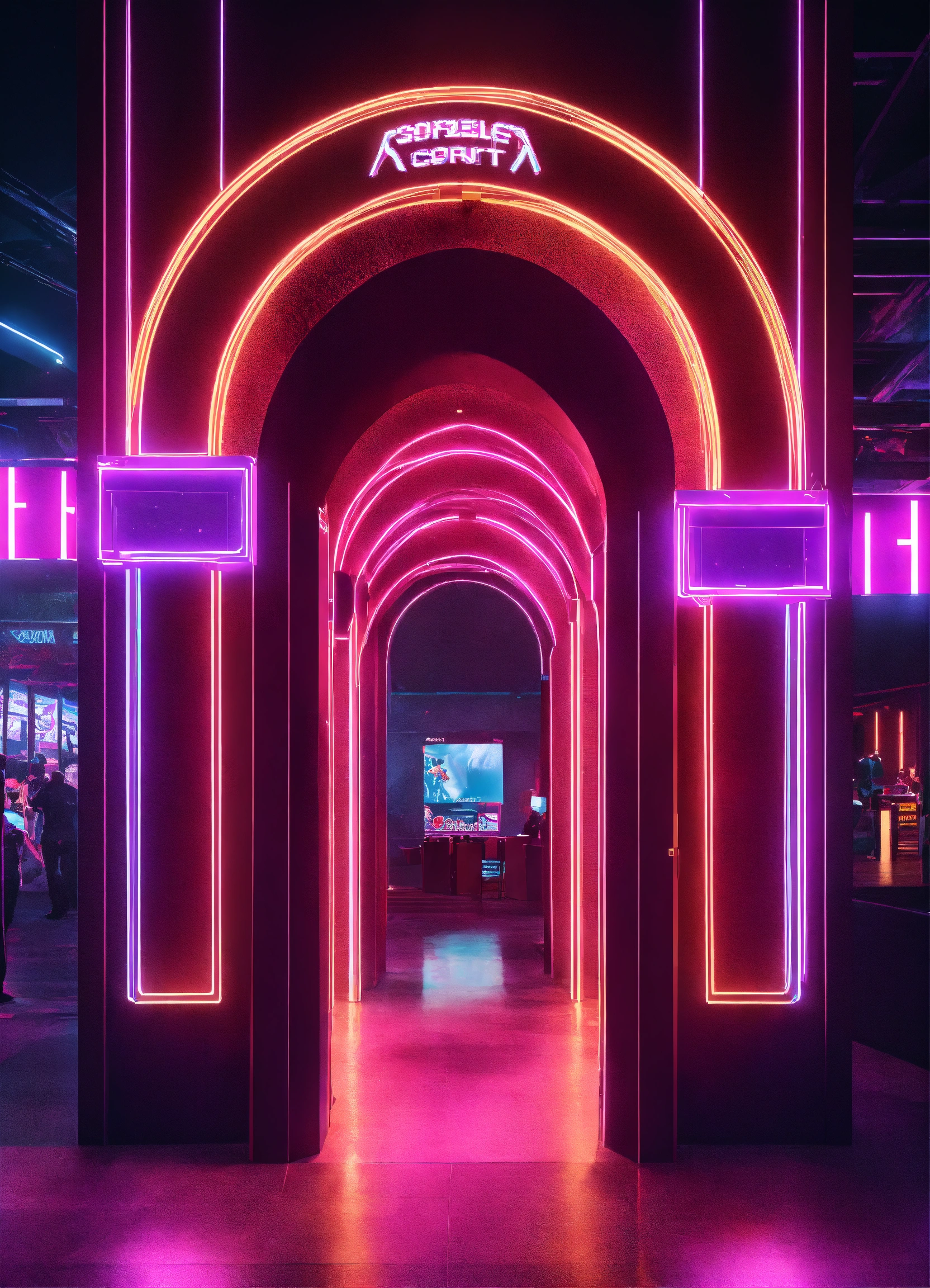 Lexica - Generate an image of the entrance of the esports venue with a ...