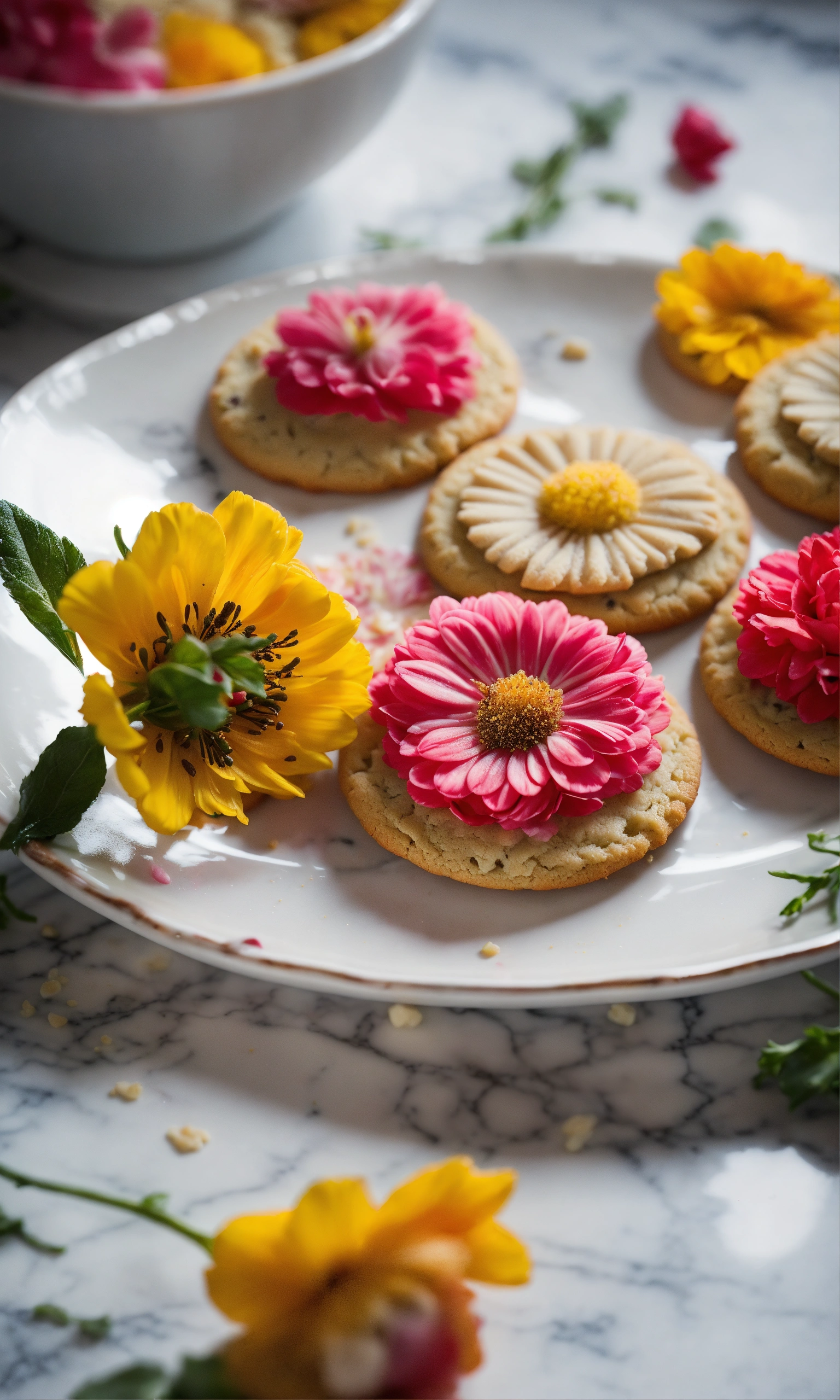 Lexica - Super photo realistic, plate of pretty flowers, cooking ...