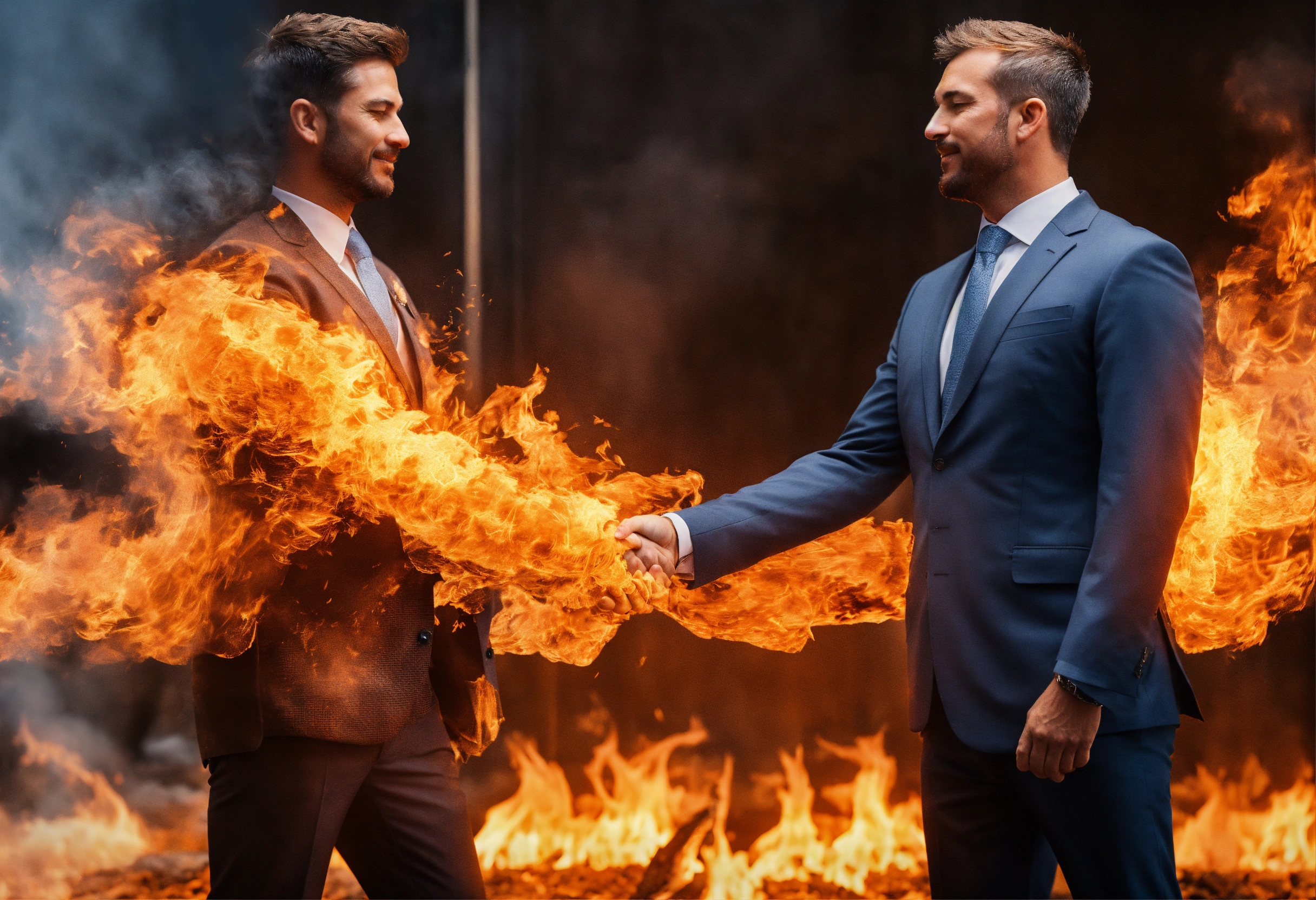 Lexica - Cold ice warm fire business men shaking hands