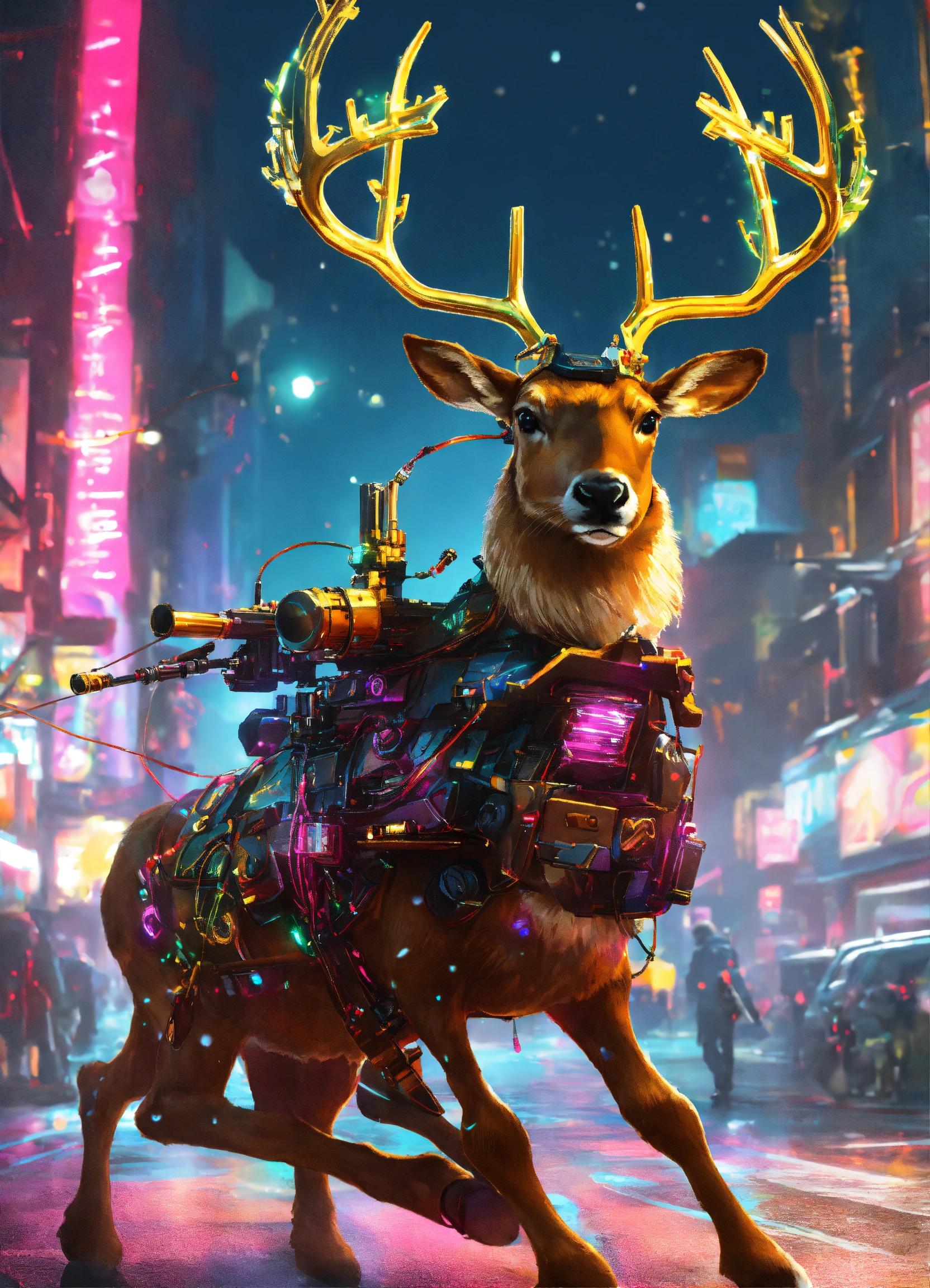 Lexica - Cyber punk reindeer armed with metallic ballista