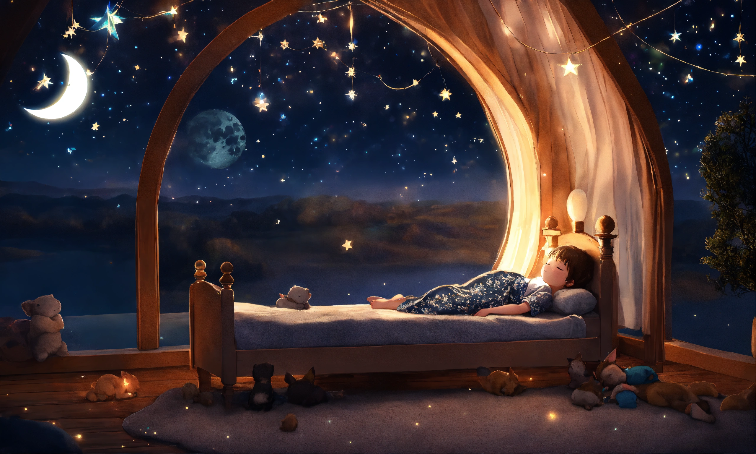 Lexica - "Generate an image of small toddler peacefully sleeping on a ...