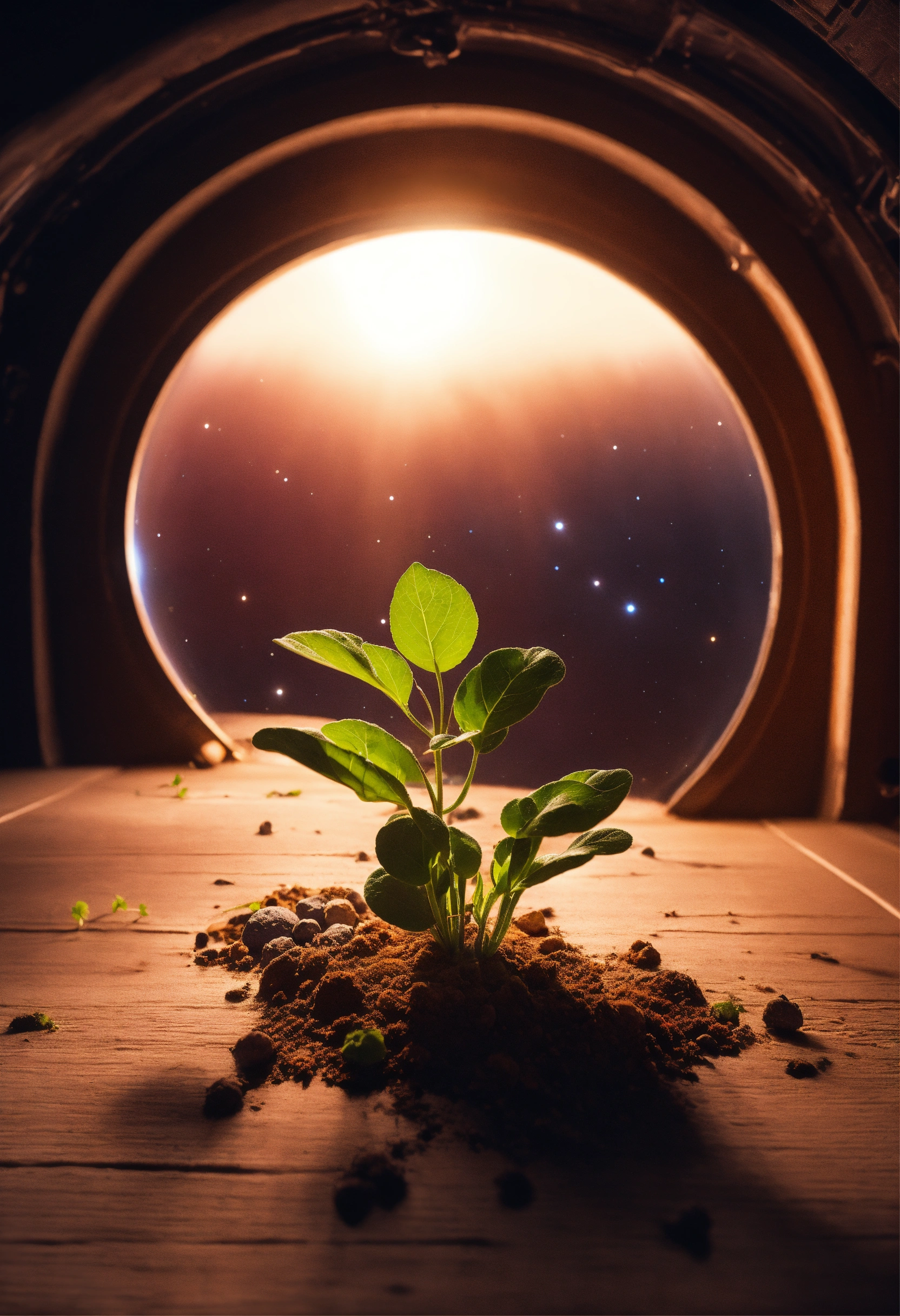 Lexica - An empty room in space, planets, life, a small sprout in the dark