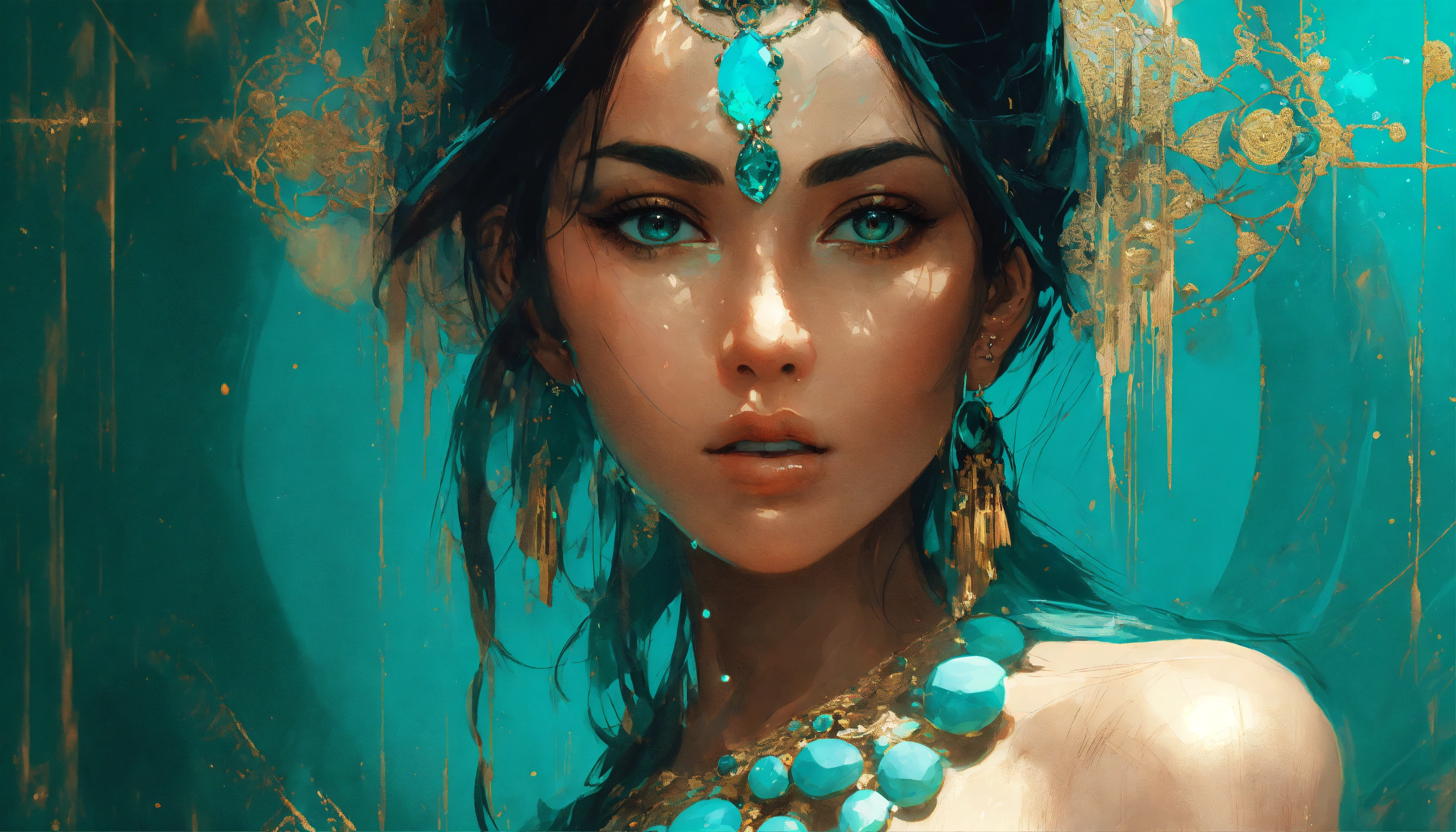 Lexica - Front facing portrait of gorgeous Princess Jasmine shiny aura ...