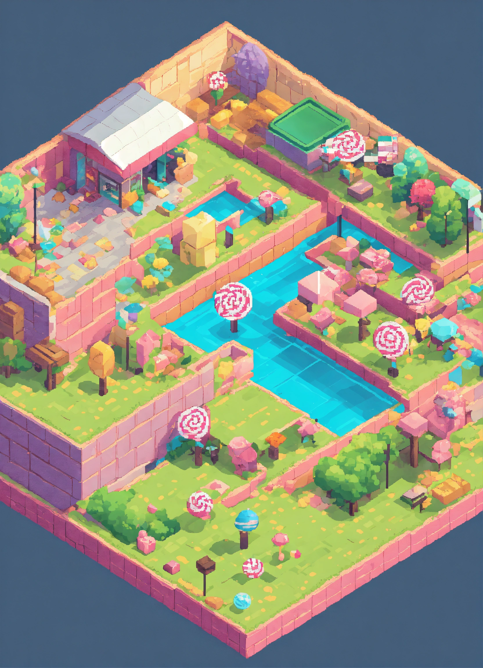 Lexica - Flat empty pastel overhead flat candy themed pixel sprite ...