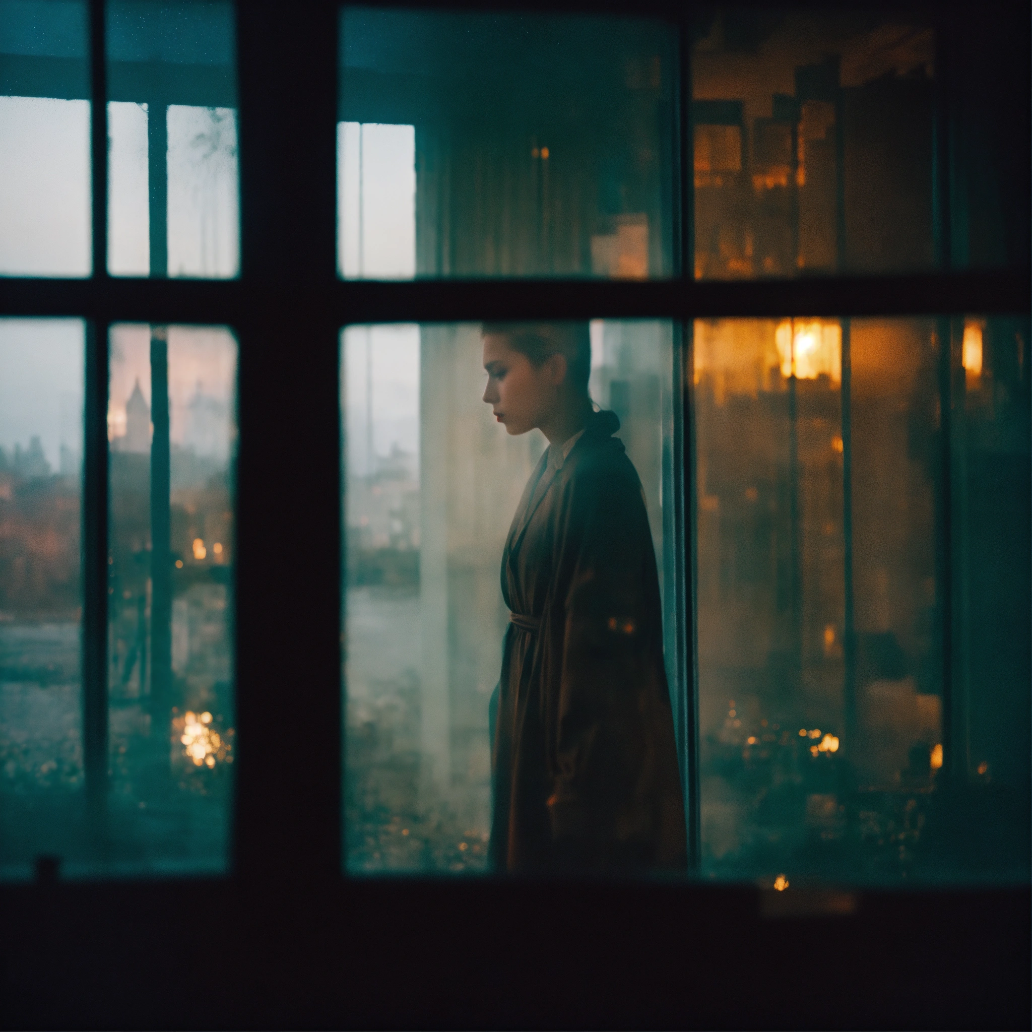 Lexica - Blurry glass castle in background, analog photography, pale ...