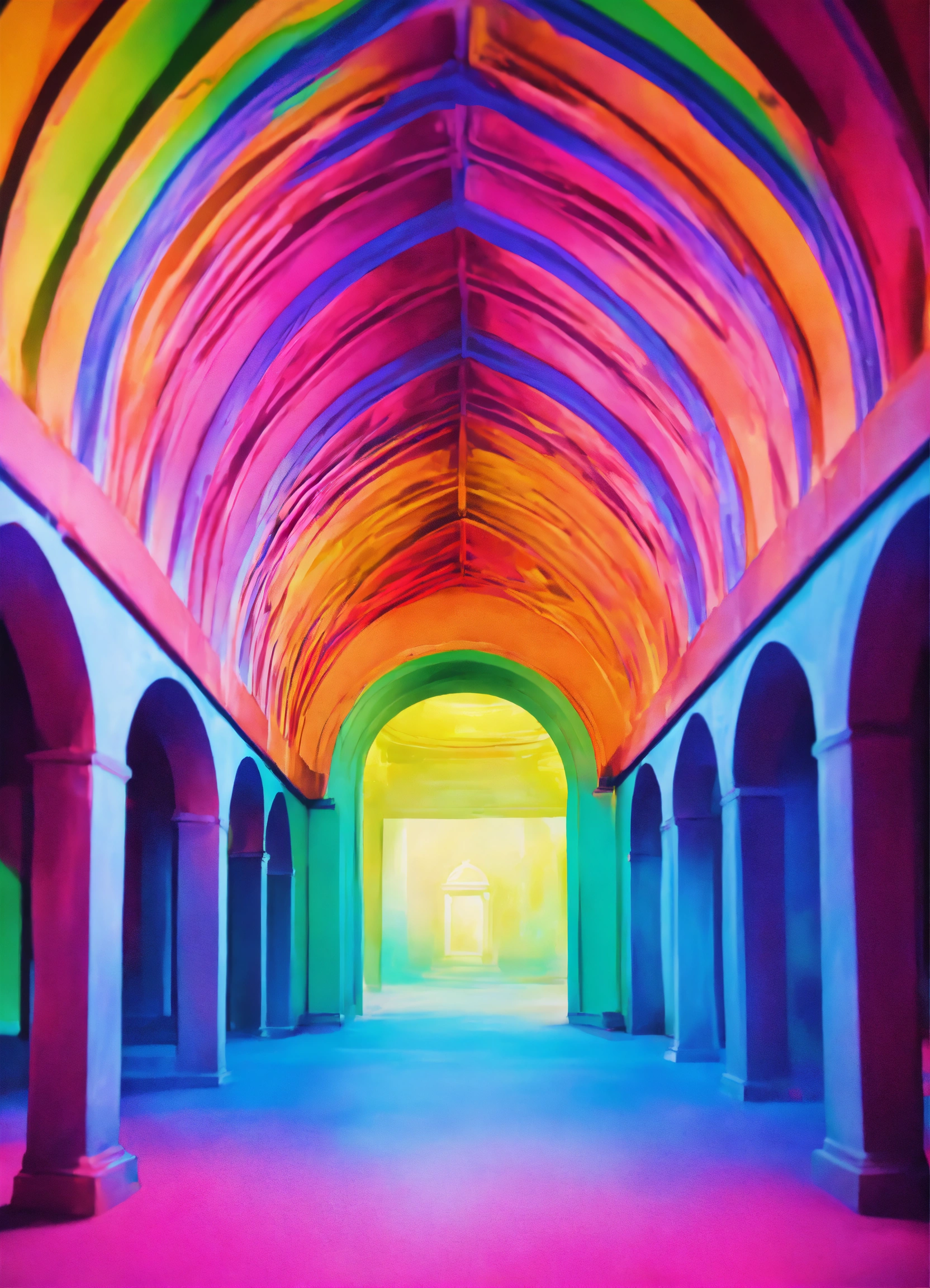 Lexica - Arch that blended into psychedelic color background, muted ...