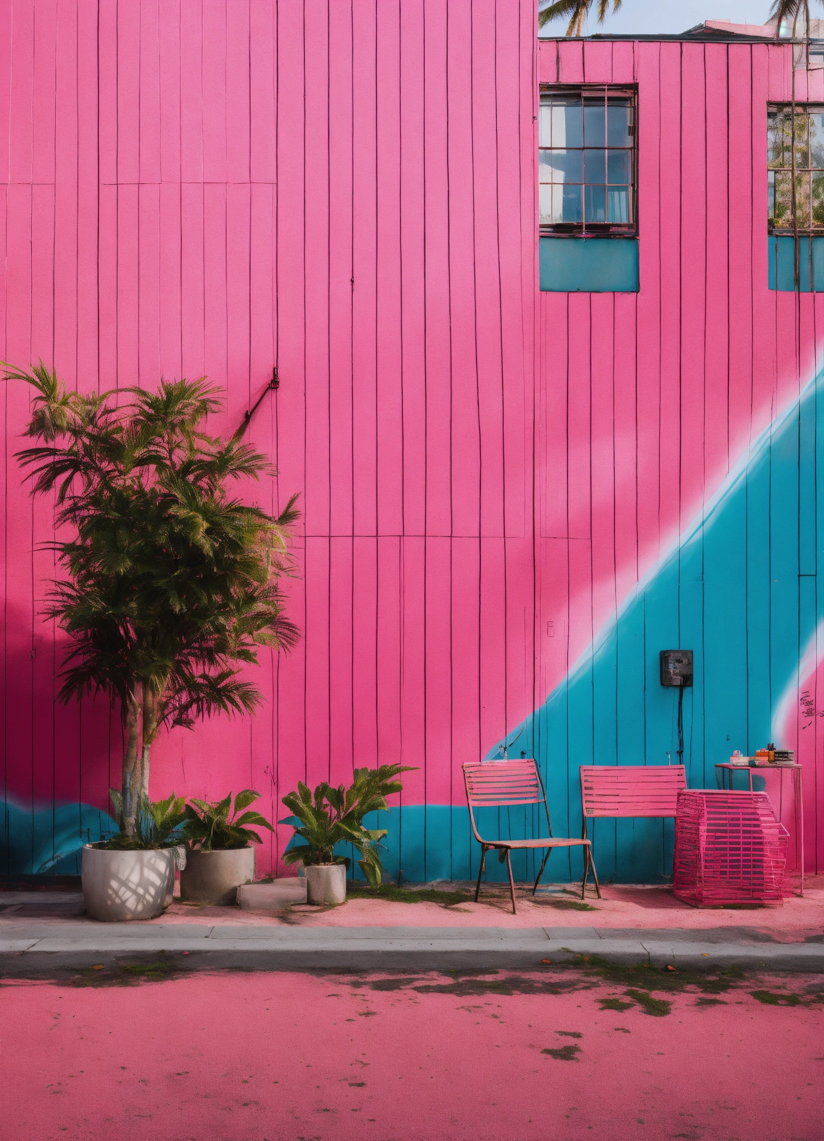 Lexica - Flashy wall graffity with pink and miami blue touch