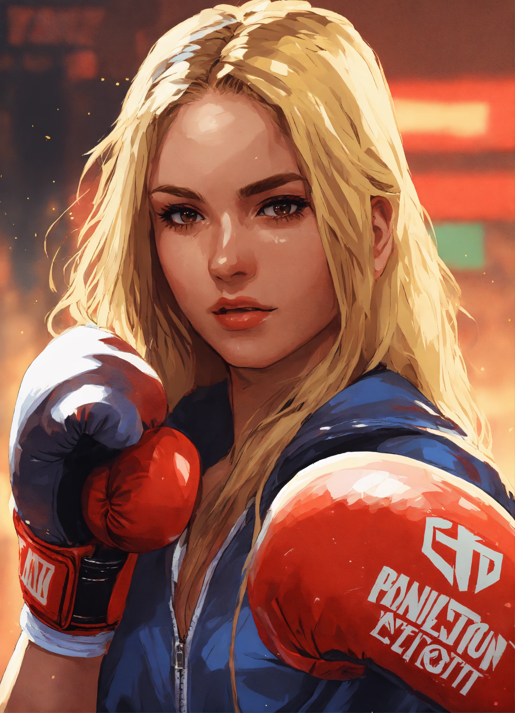 Lexica - White female, blonde well-kempt overgrown long hair, boxing ...