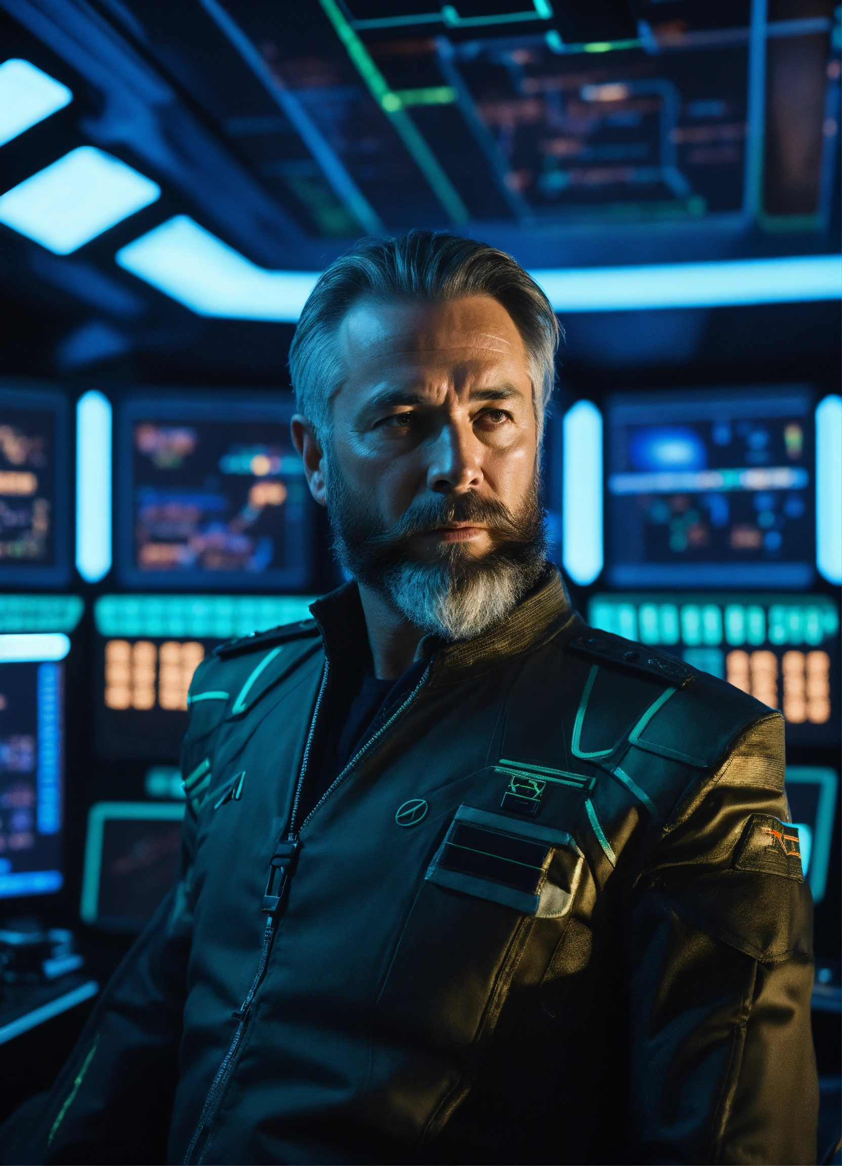 Lexica - 50 year old masculine star commander in deep thought wearing a ...