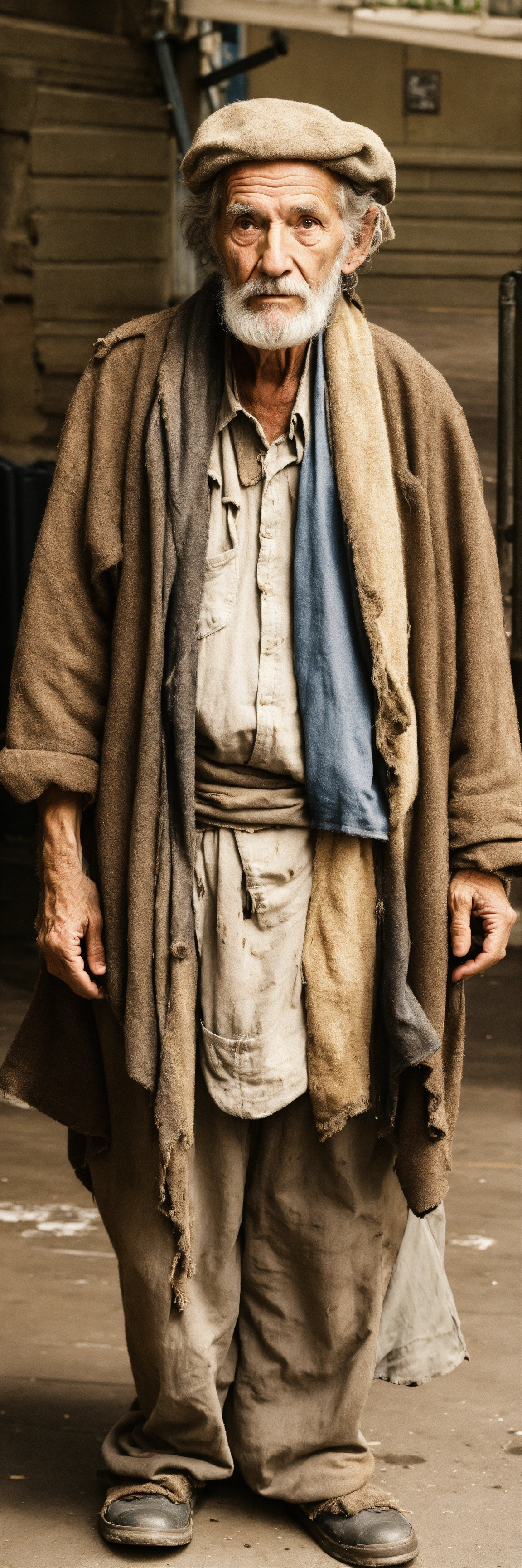 Lexica - Homeless old man in dirty dresses