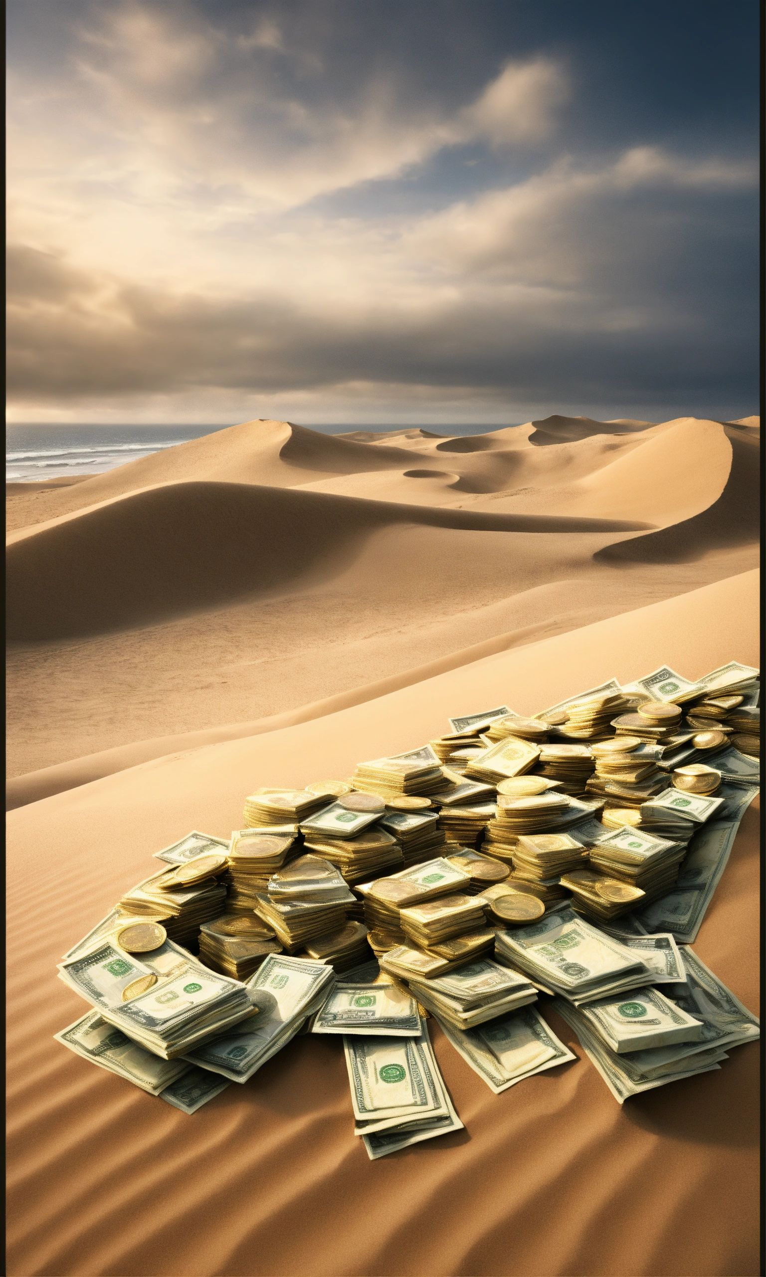 Lexica - Dunes of money, hyper realistic.