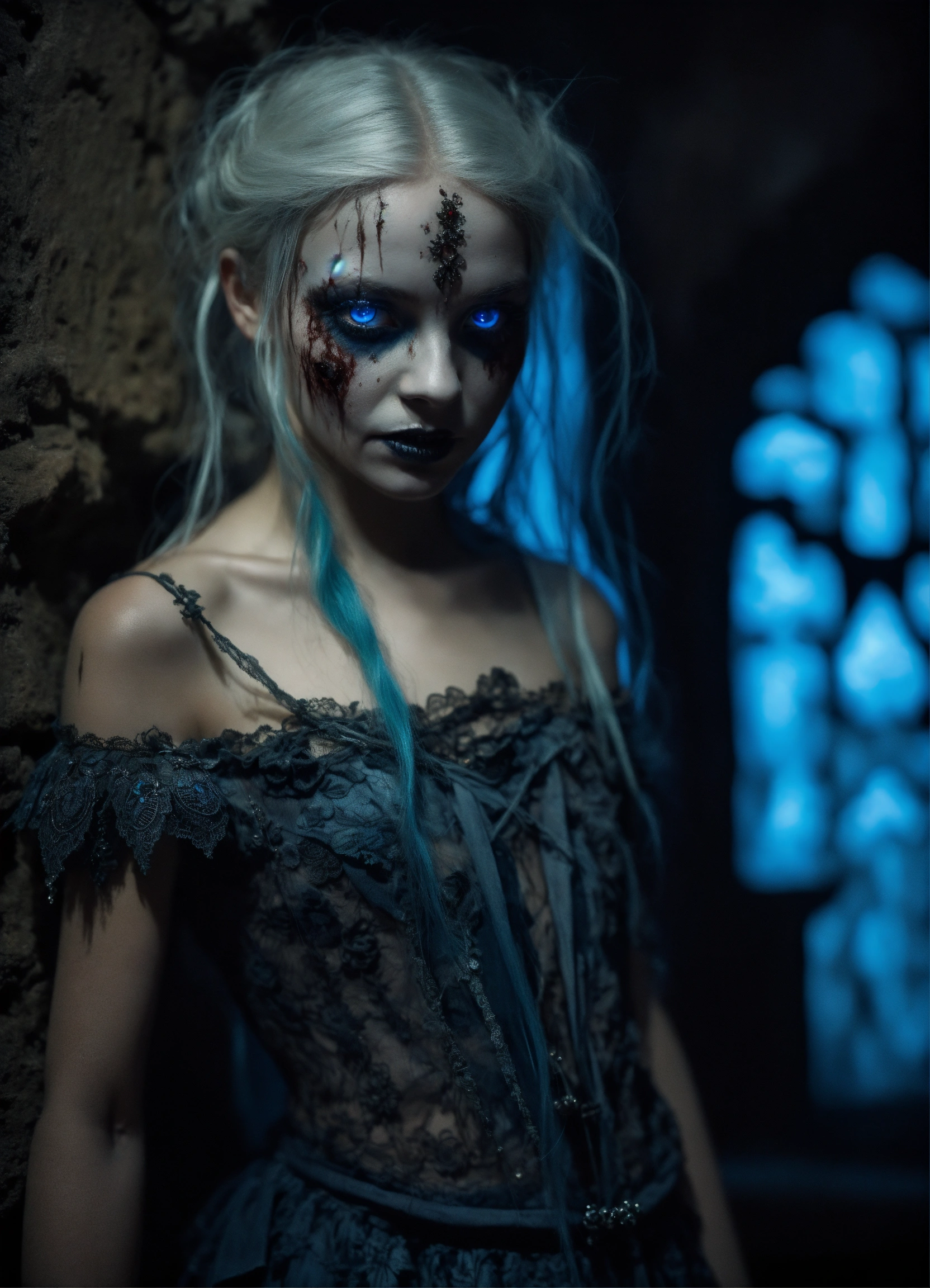 Lexica - Body portrait, ten year old childish female goth necromancer ...