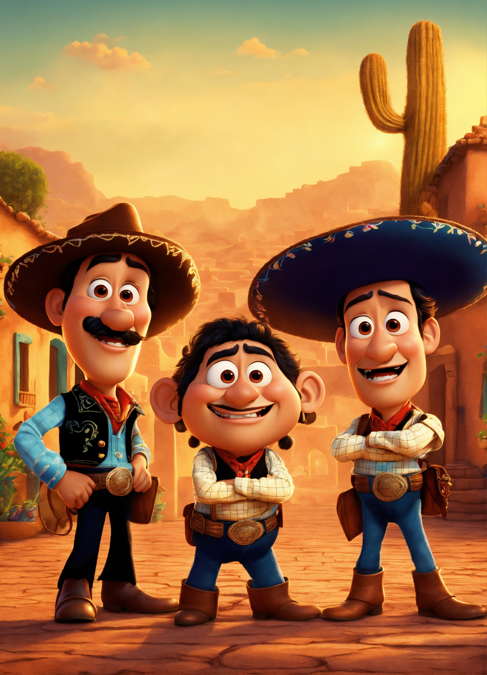Lexica - Pixar animation of the 3 amigos movie, pixar style cartoon