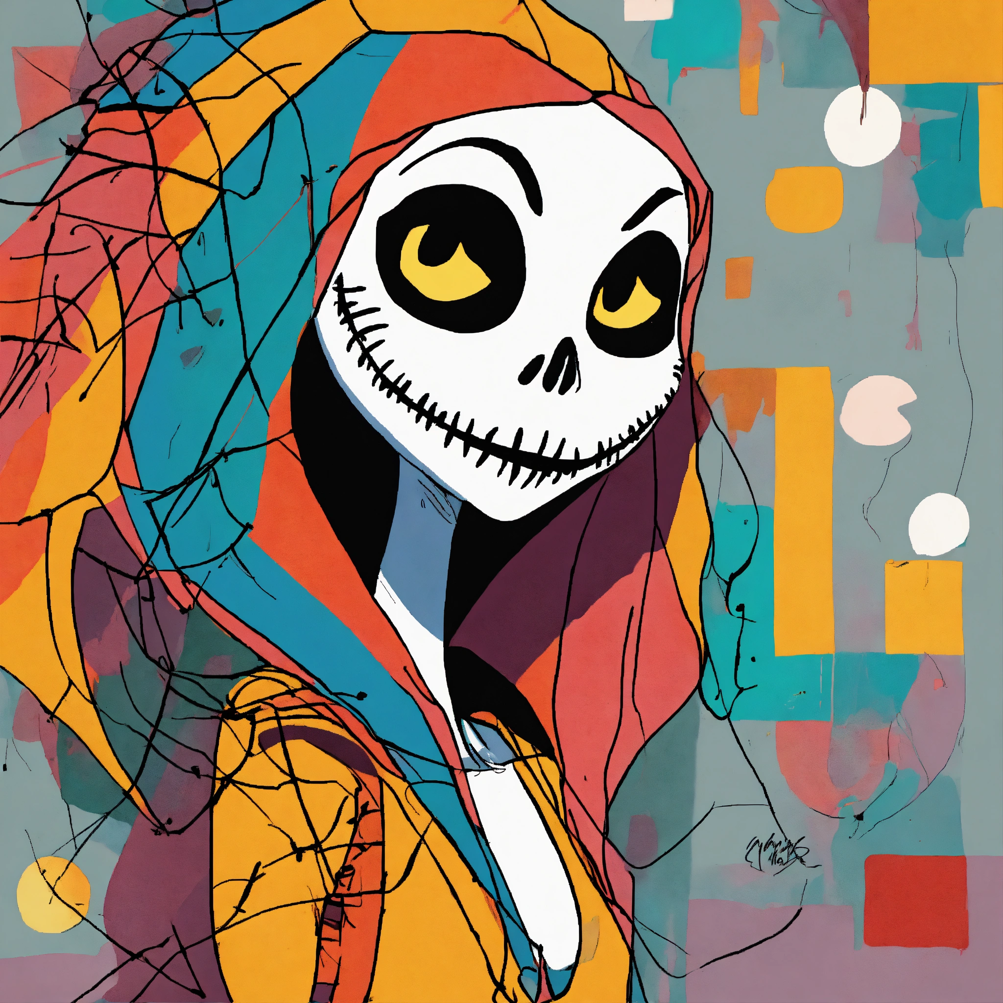 Lexica - Minimalistic painting of sally from nightmare before christmas ...