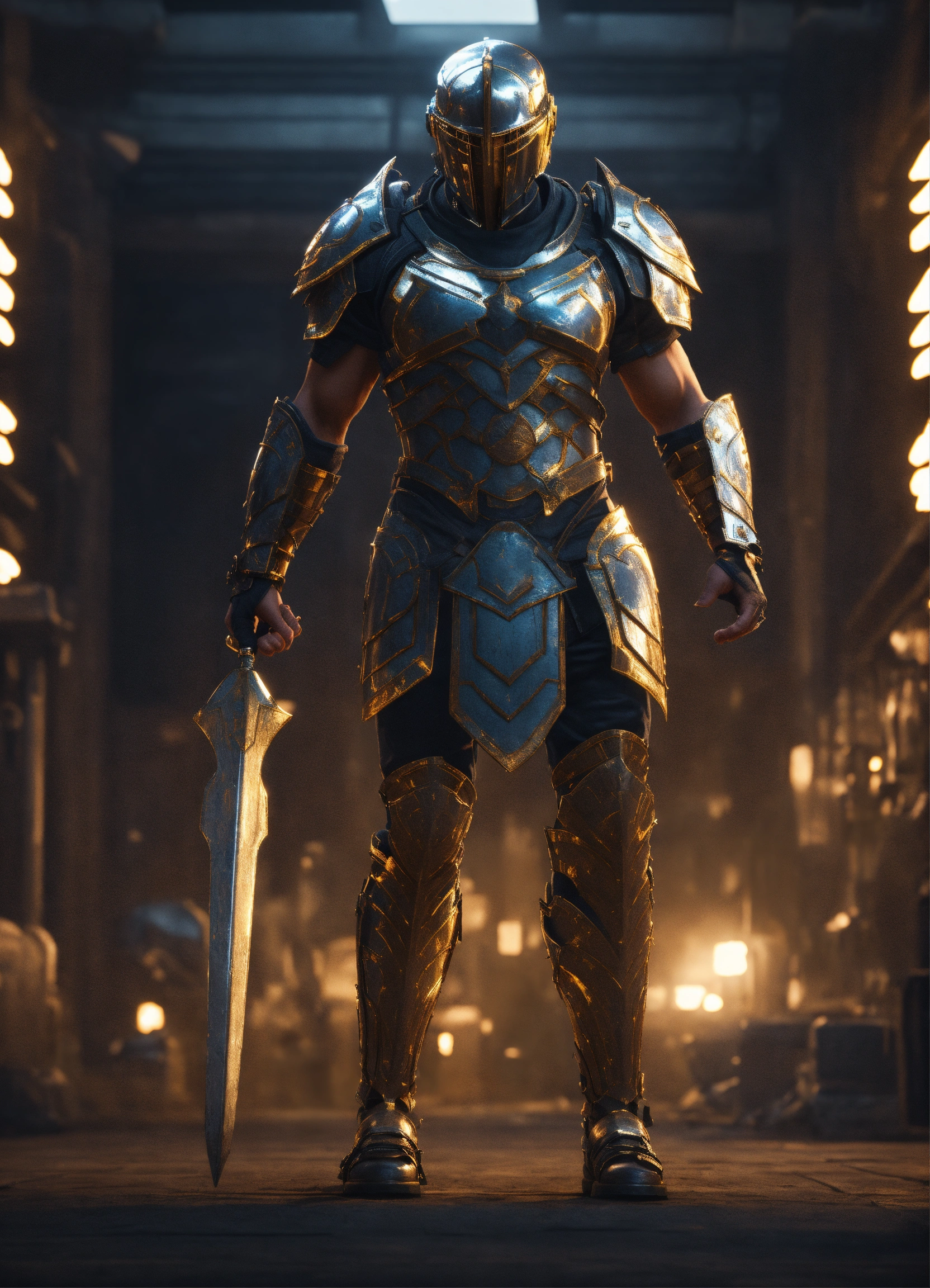 Lexica - Full body of a sci fi gladiator, slender body proportions ...