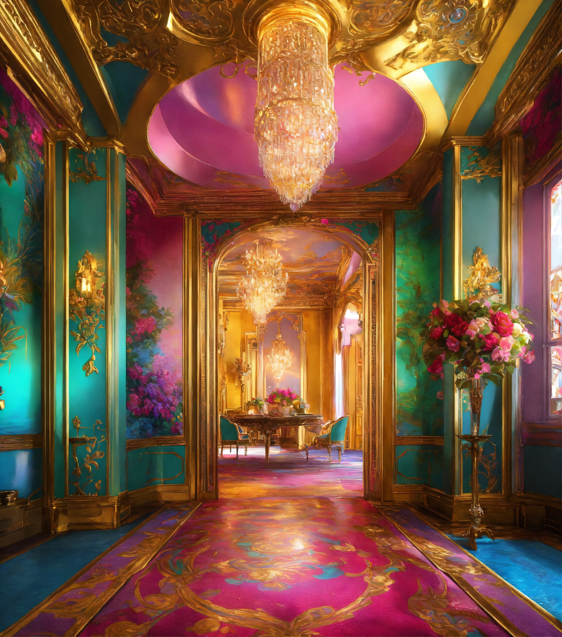 Lexica - Futuristic beautiful French mansion interior opulent glamorous ...