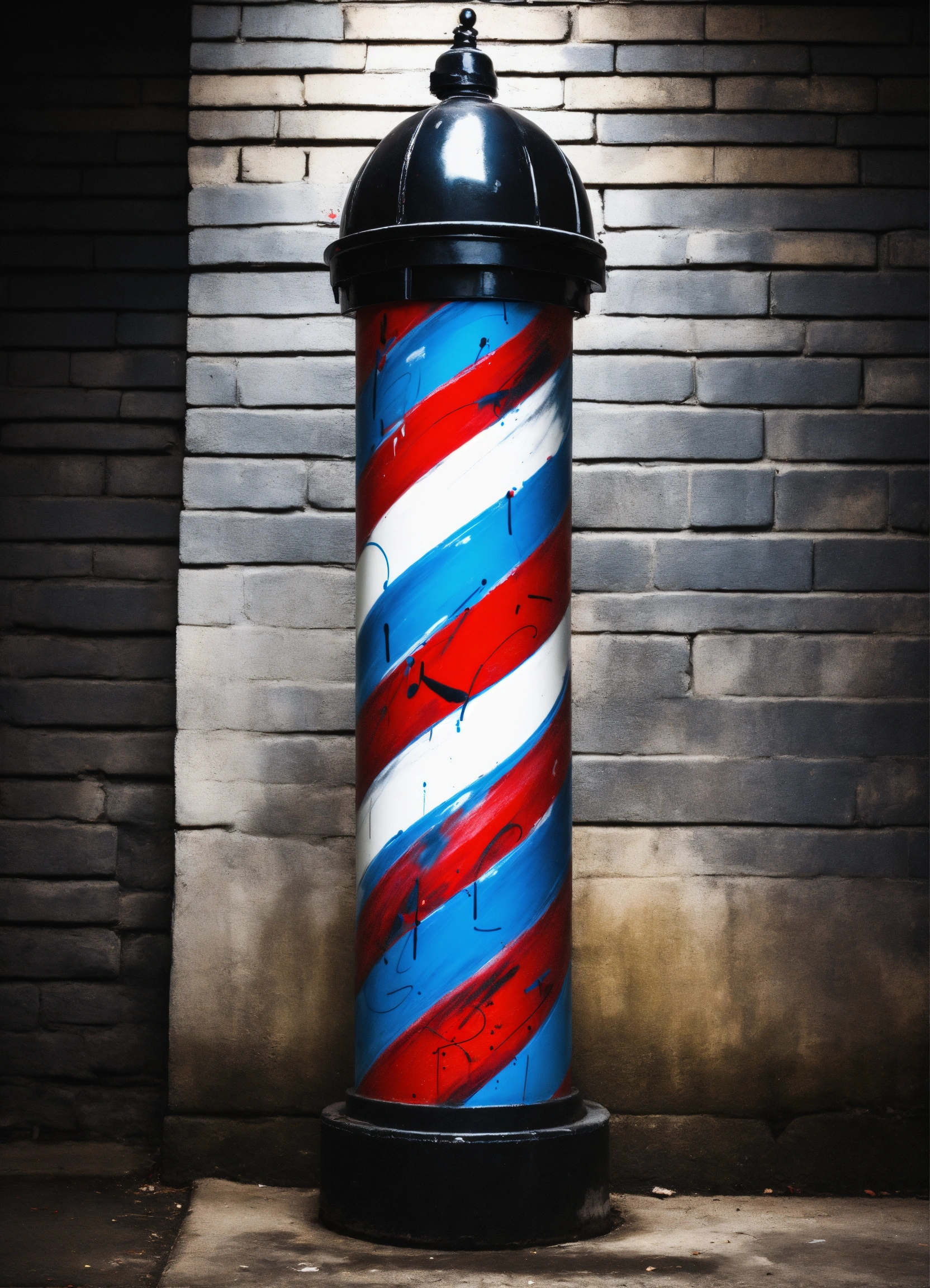 Lexica - Graffiti style barber pole with red, blue and white swirls ...