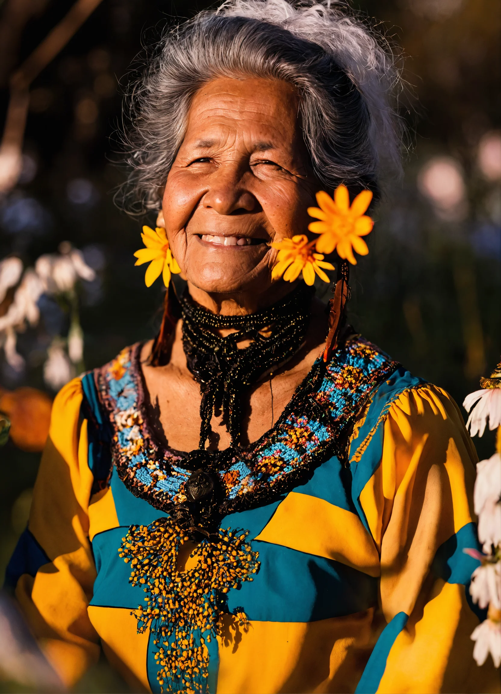 Lexica - Portrait of an old native american woman, happy and smiling ...