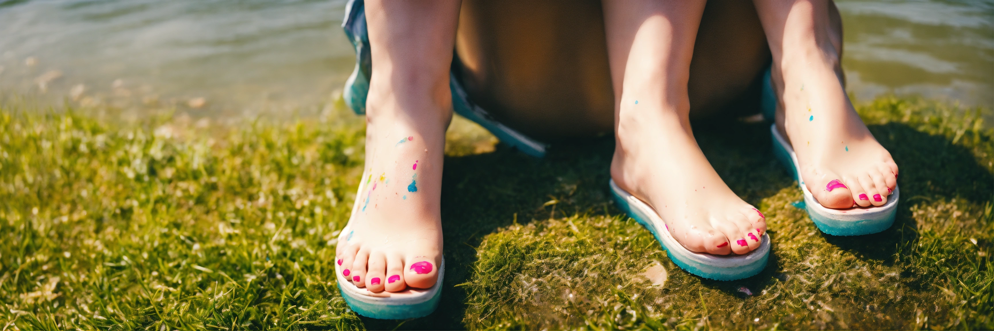 Lexica Wide Angle White Skinned Girl Feet Water Color