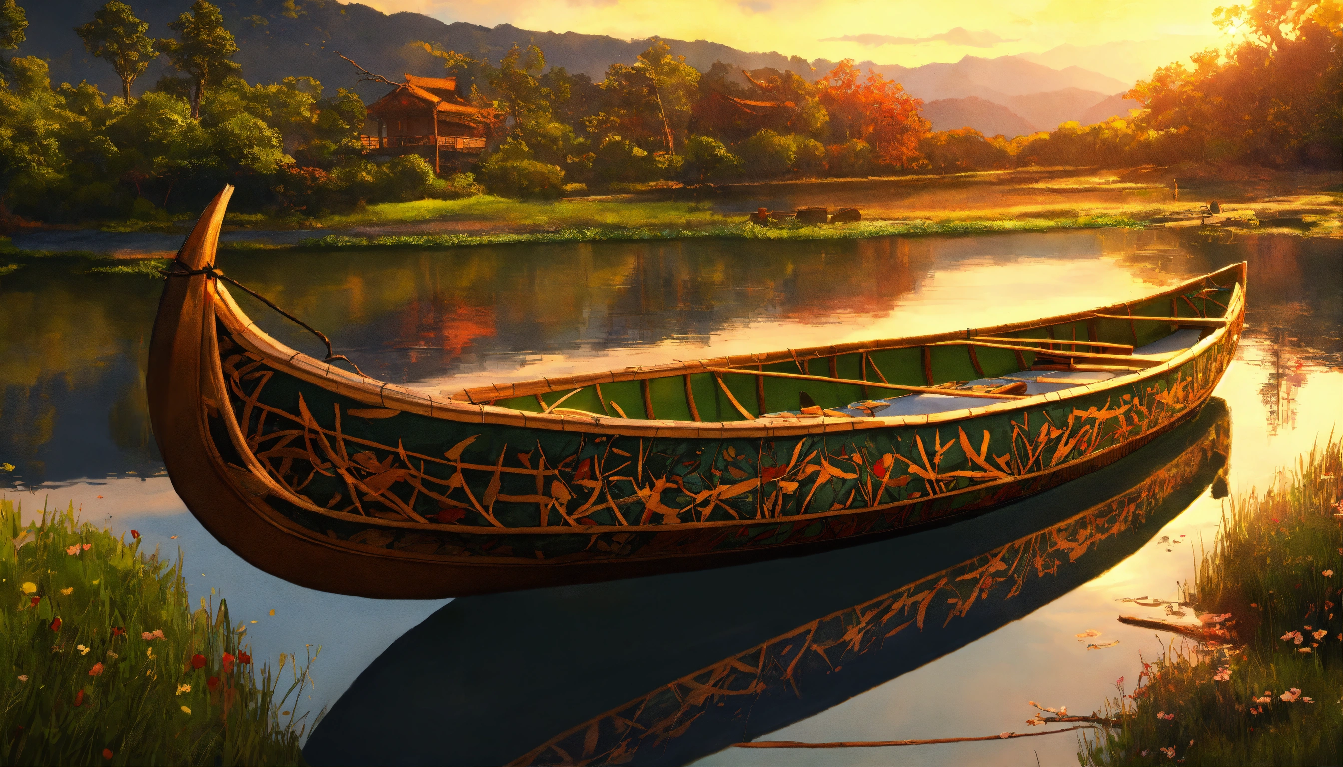 Lexica - A anime style canoe made of branches