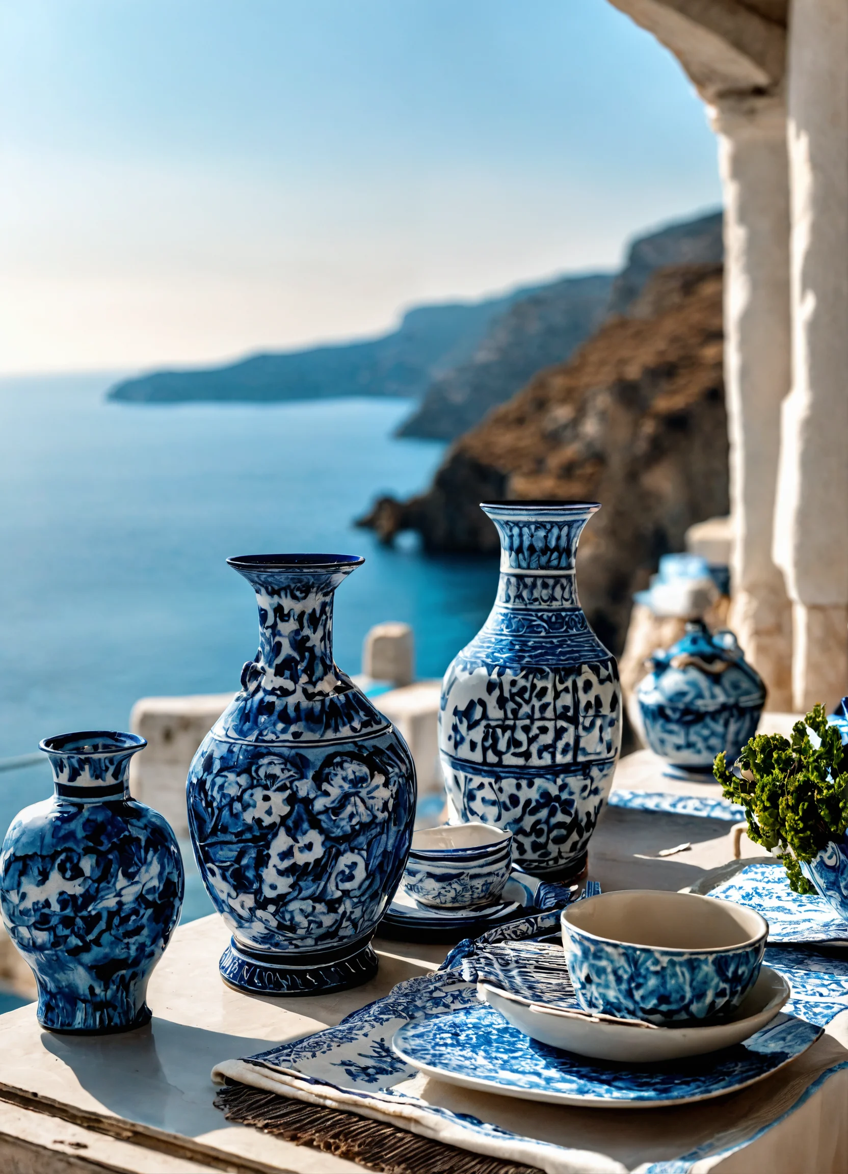 Lexica - Stunning shot of an open air terrace with blue and white ...