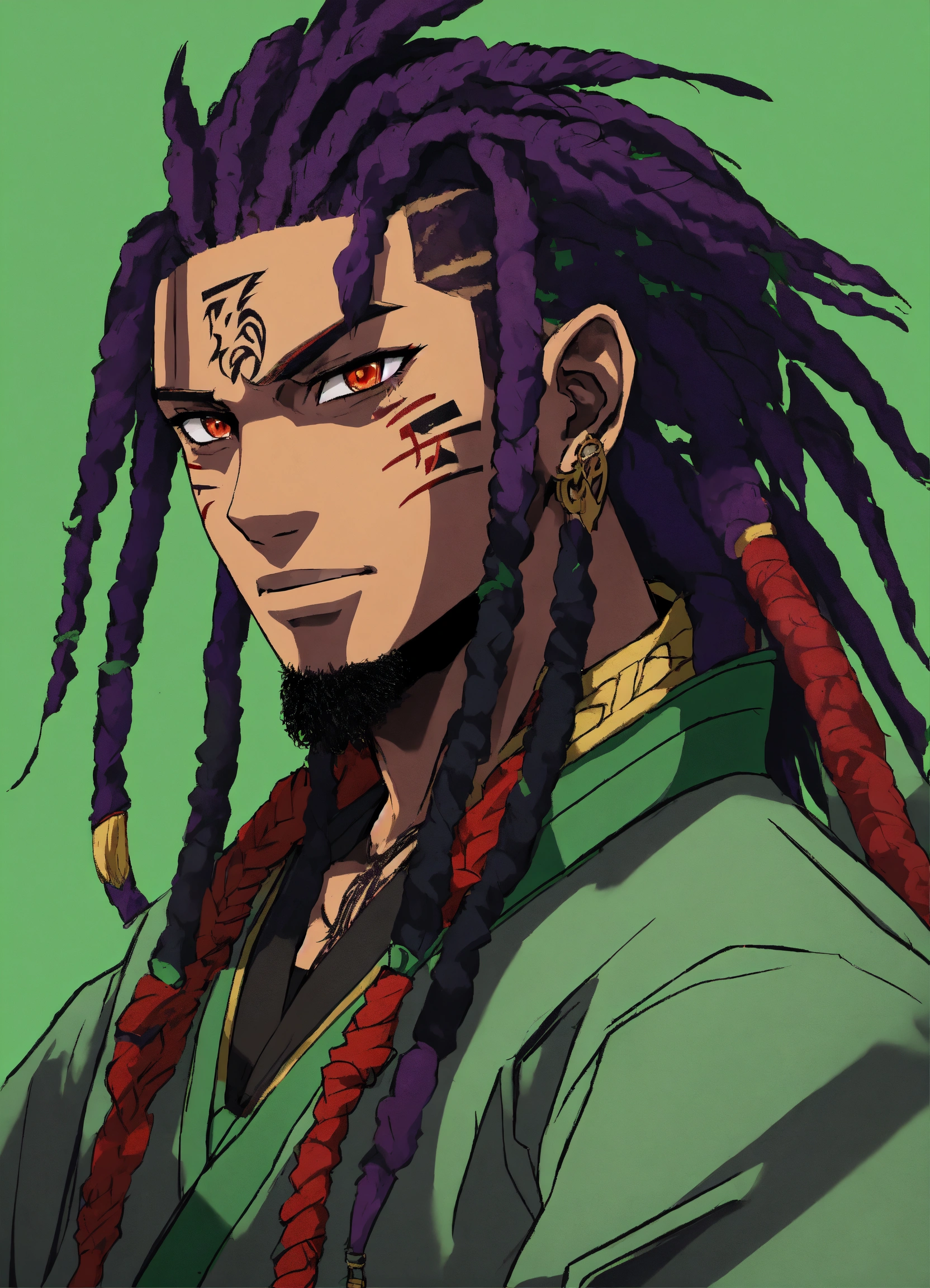 Lexica - African Naruto anime styled character, muscular physique, long ...