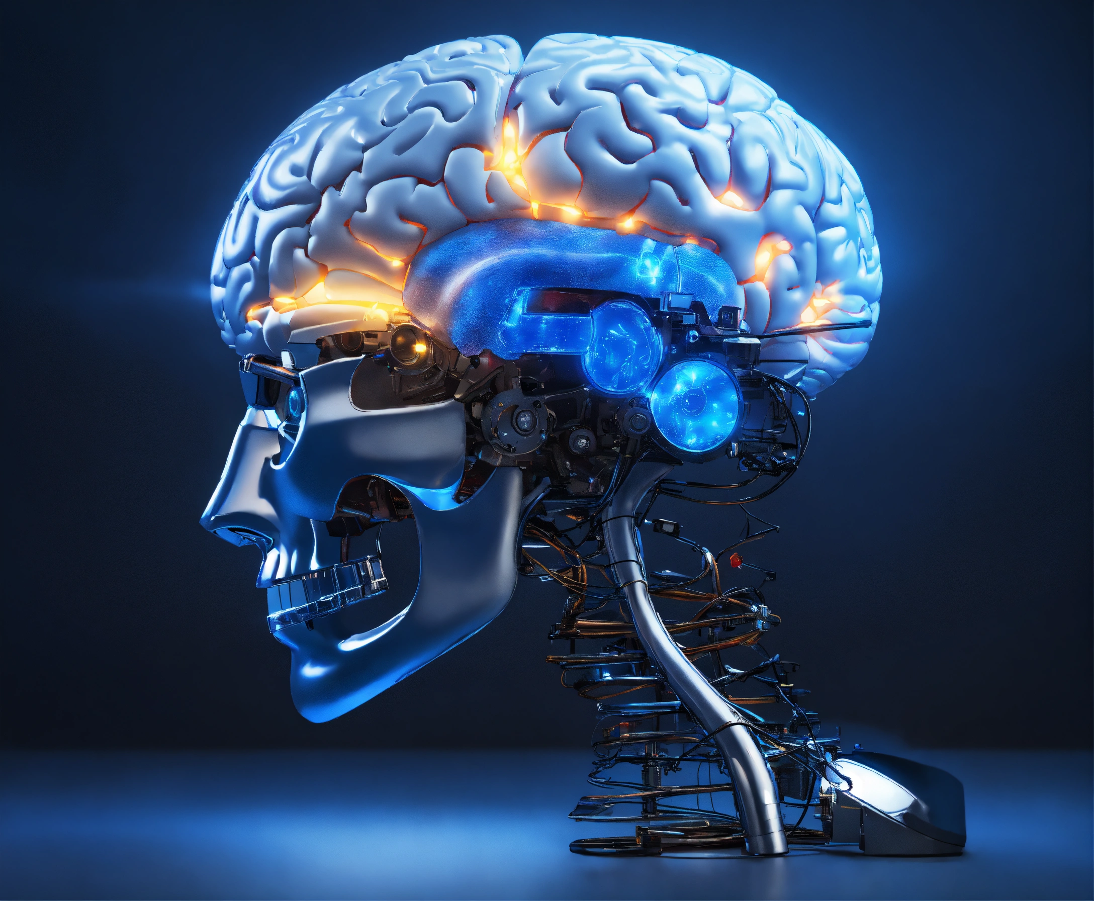 Lexica - "illuminated thought process", glowing brain center stage ...