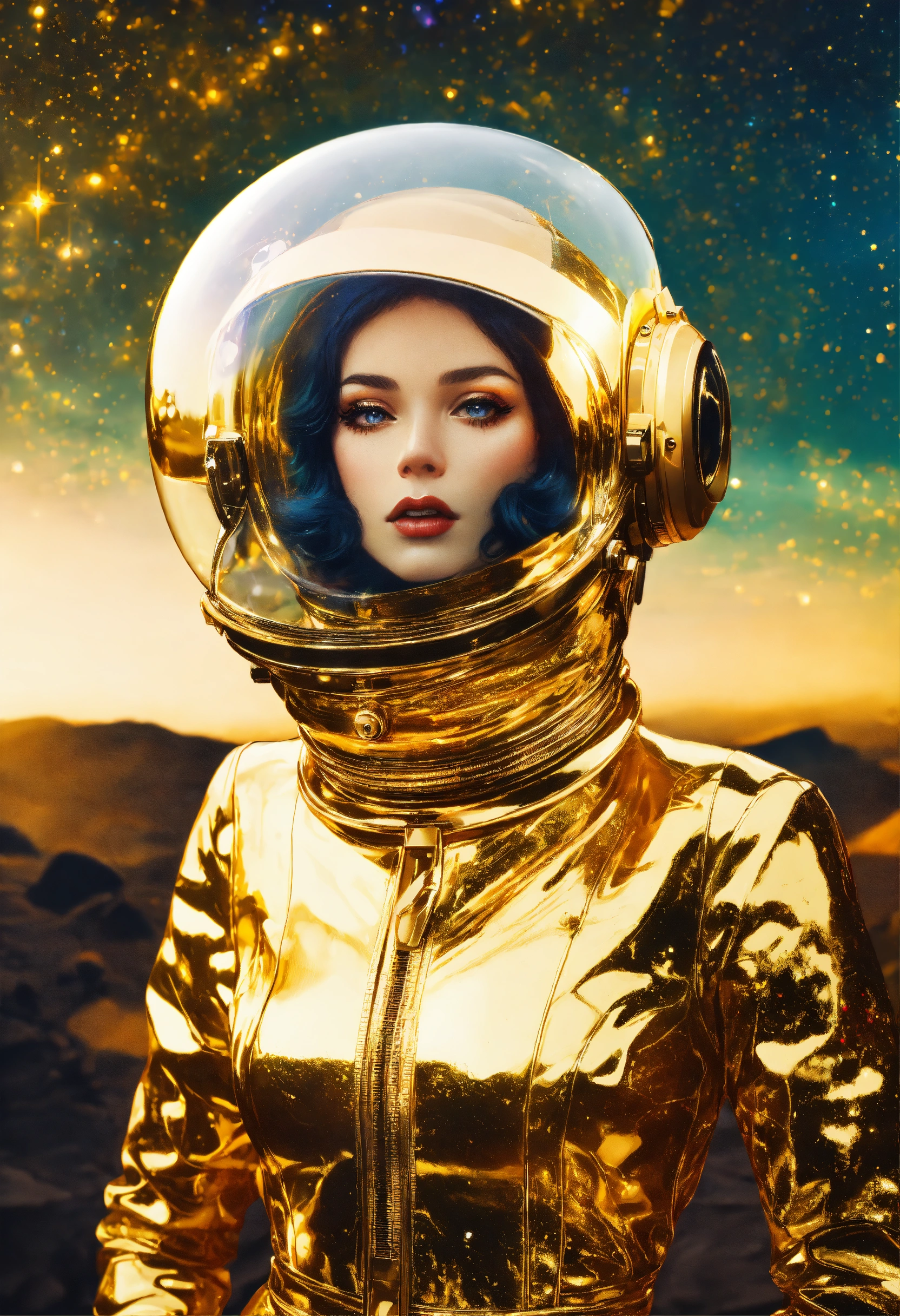 Lexica - Photography on Santorin planet, 60'S gorgeous astronaut woman ...