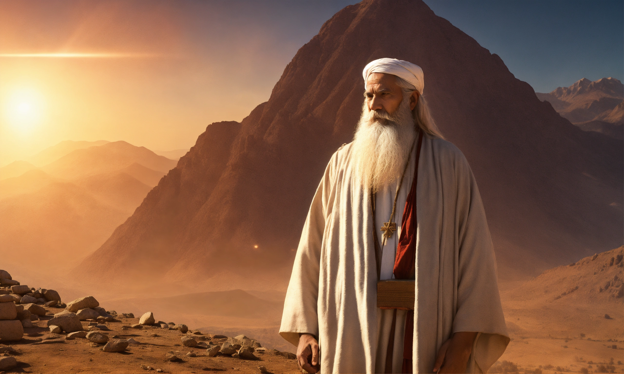 Lexica - At the foot of Mount Sinai, Hz. Moses stands, with his long ...