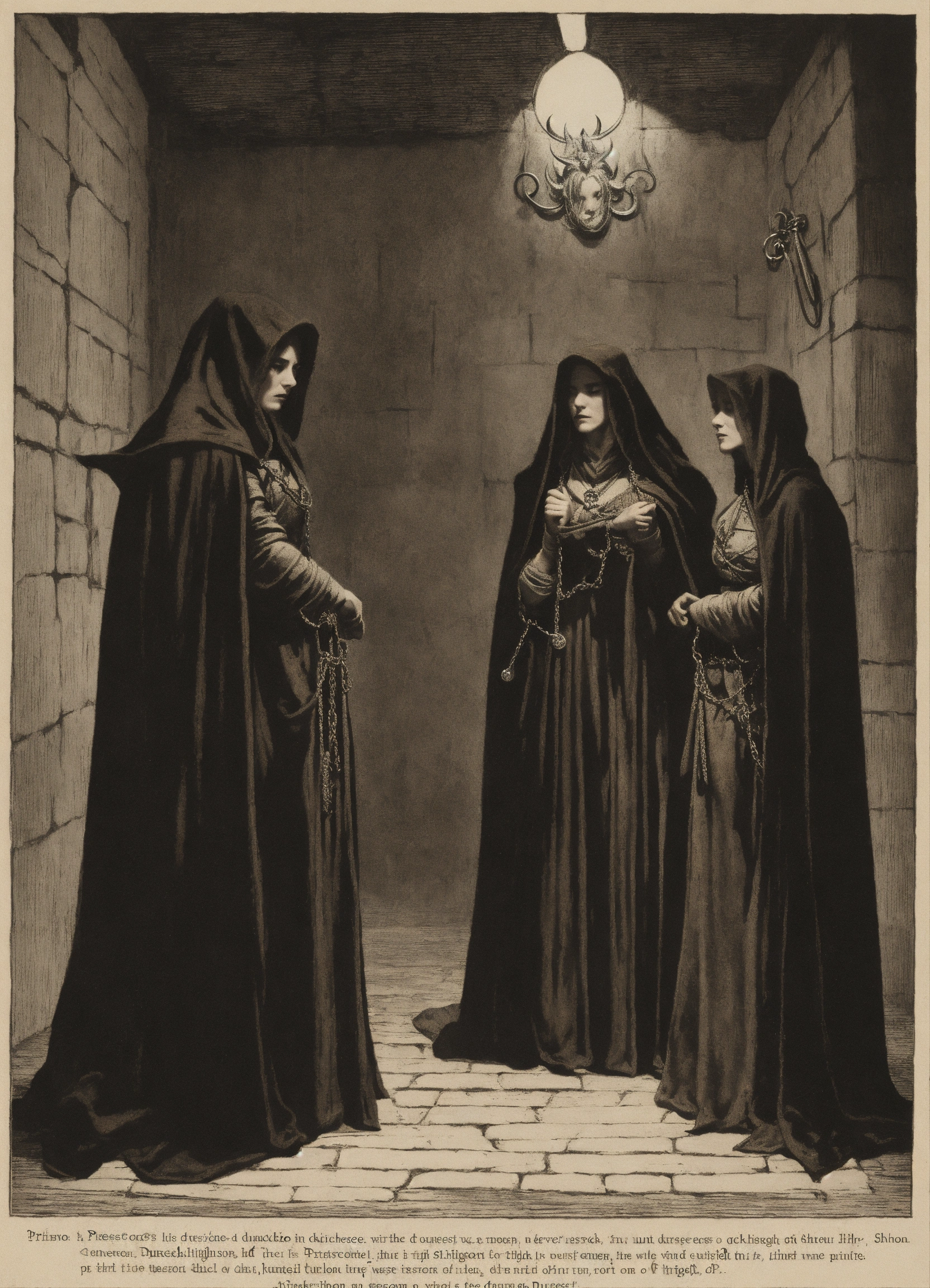 Lexica - Demon Priestesses, shackled in dungeon, tight cloaks ...