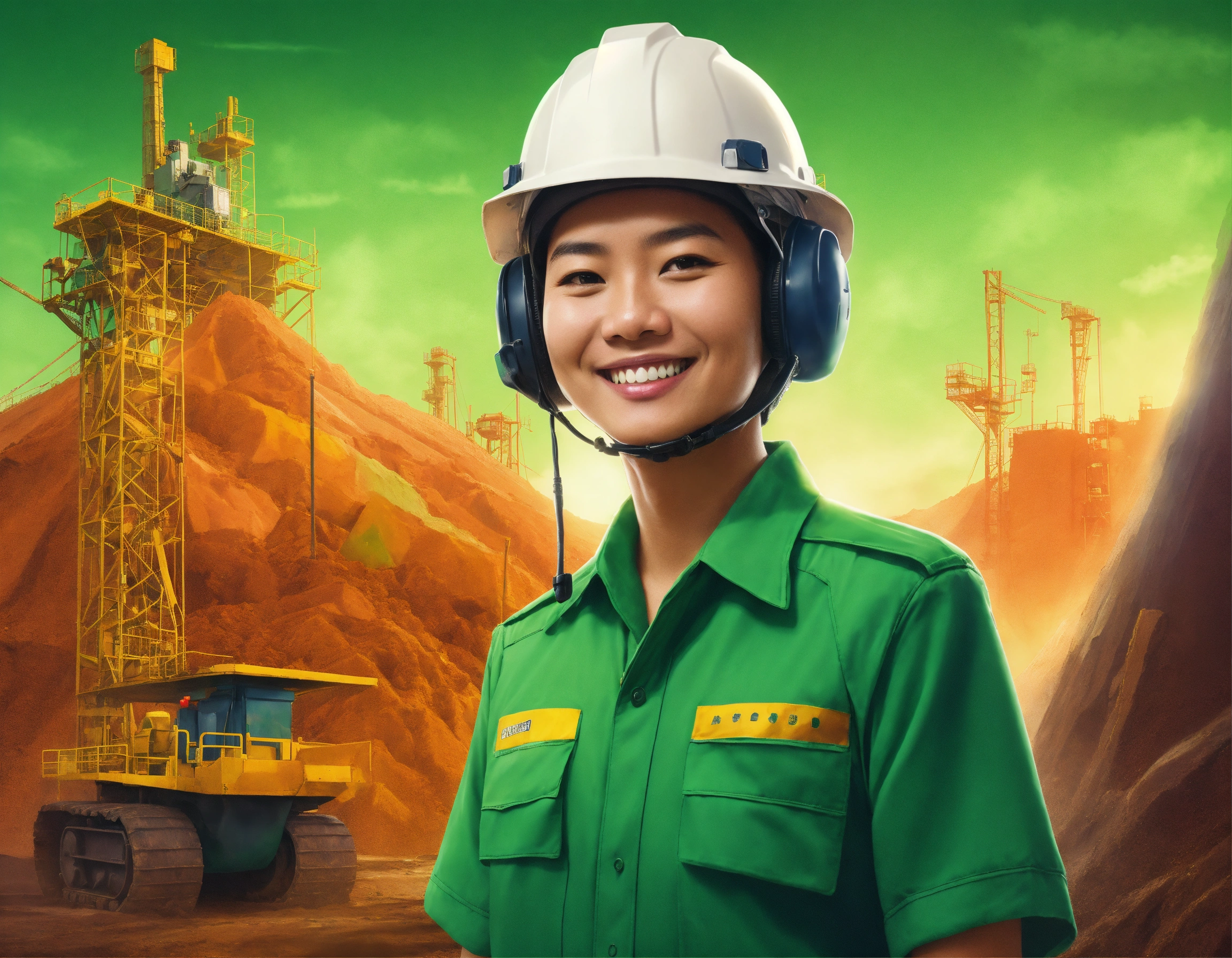 Lexica - Technical officer wearing engineering uniform, security helmet ...