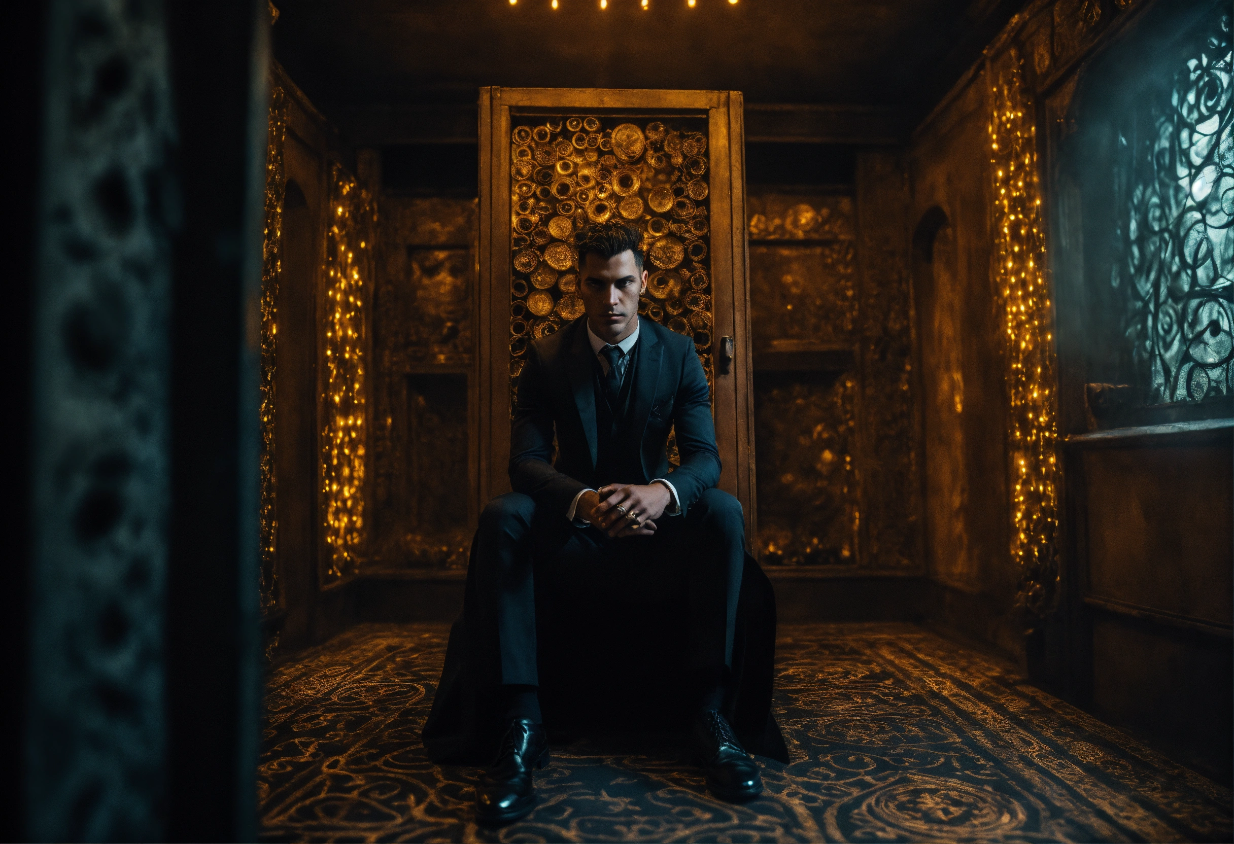 Lexica - Dark and dramatic portrait of a young and handsome sinister ...