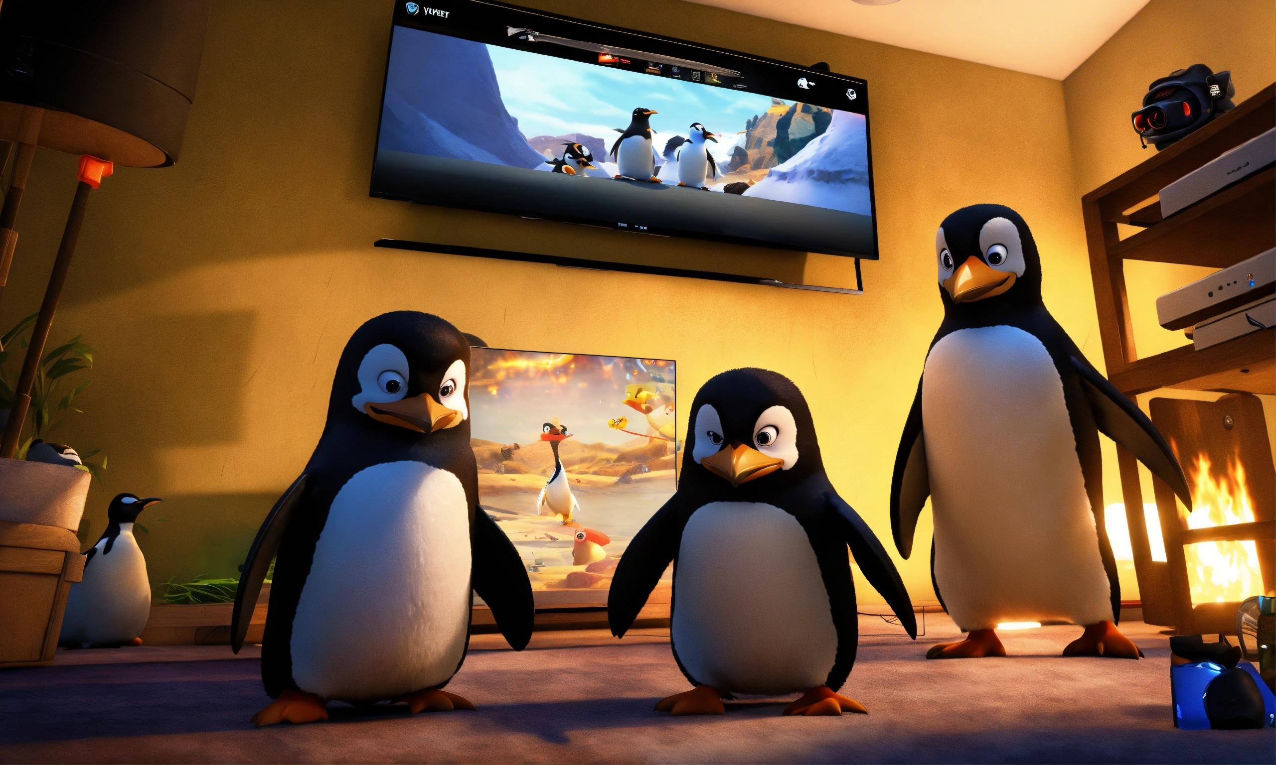 Lexica - A YouTube thumbnail of Three Penguins in the style of penguins ...