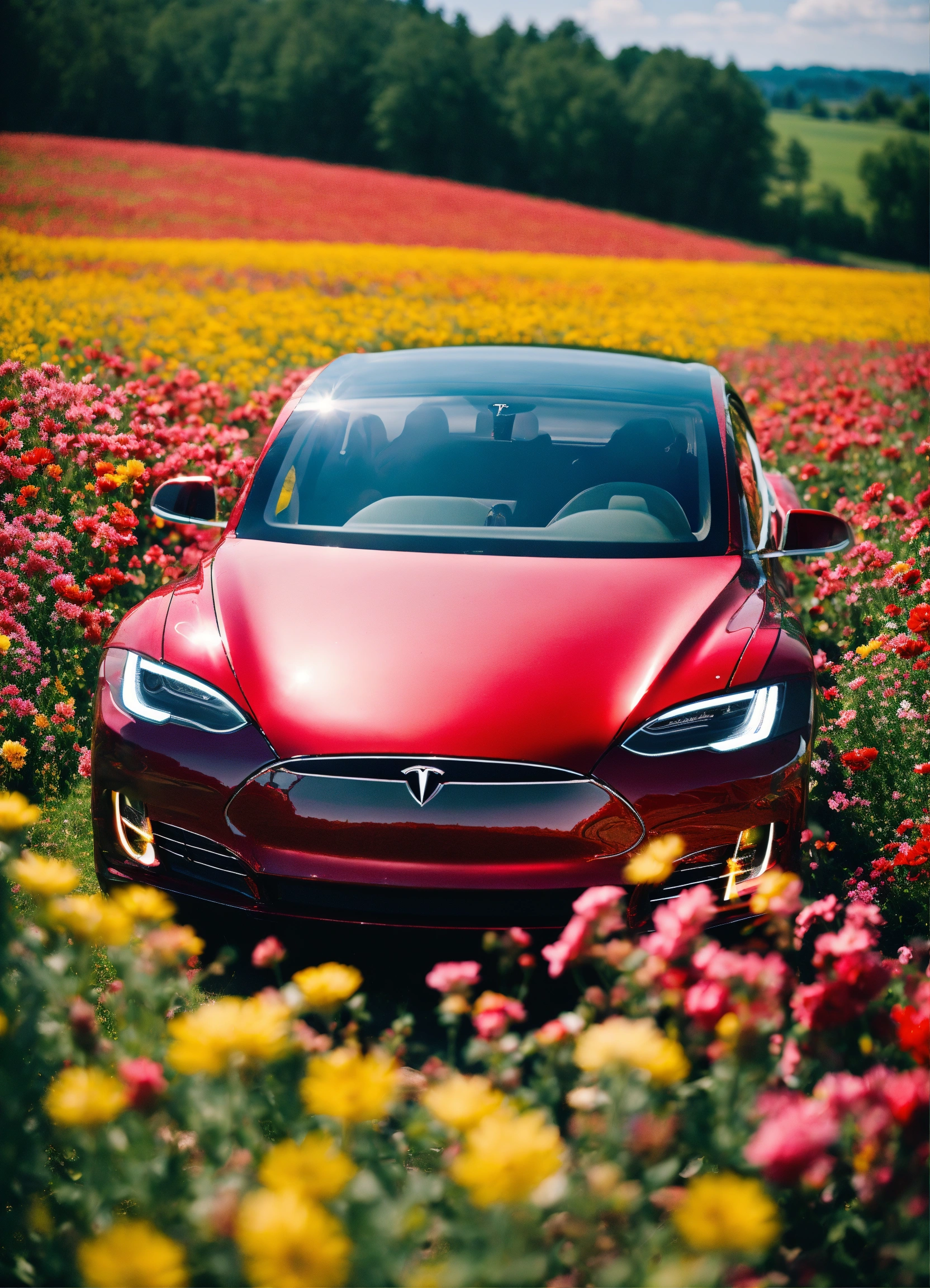 Lexica - A colourful Tesla new model, vibrant, metallic texture ...
