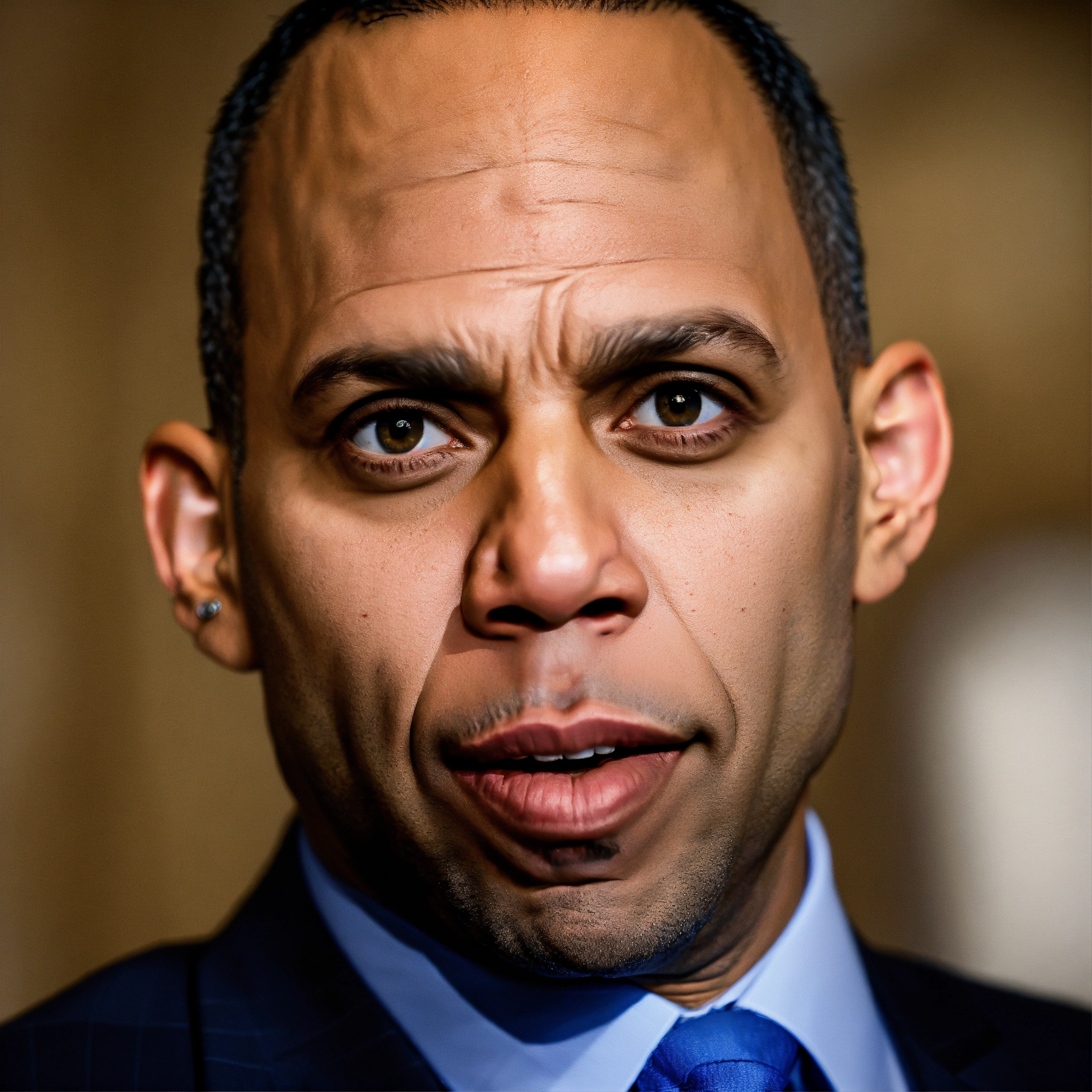 Lexica - SENATOR HAKEEM JEFFRIES LIGHT SILVERY EYES, ANGRY, MAD YELLING ...