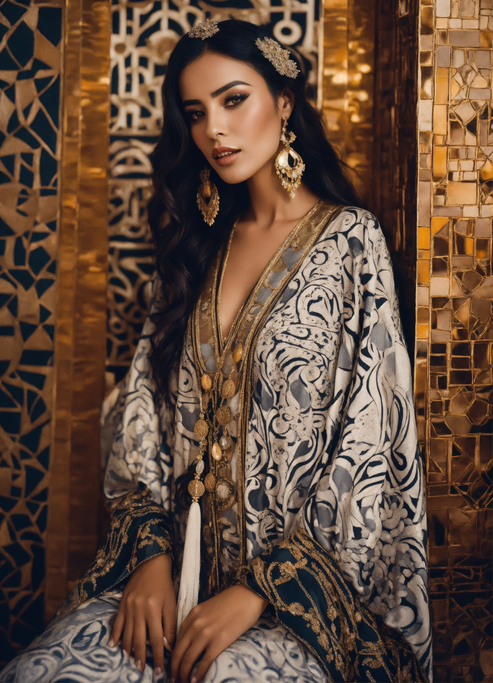 Lexica - Beautiful morrocan women wearing kaftan haute couture, klimt ...
