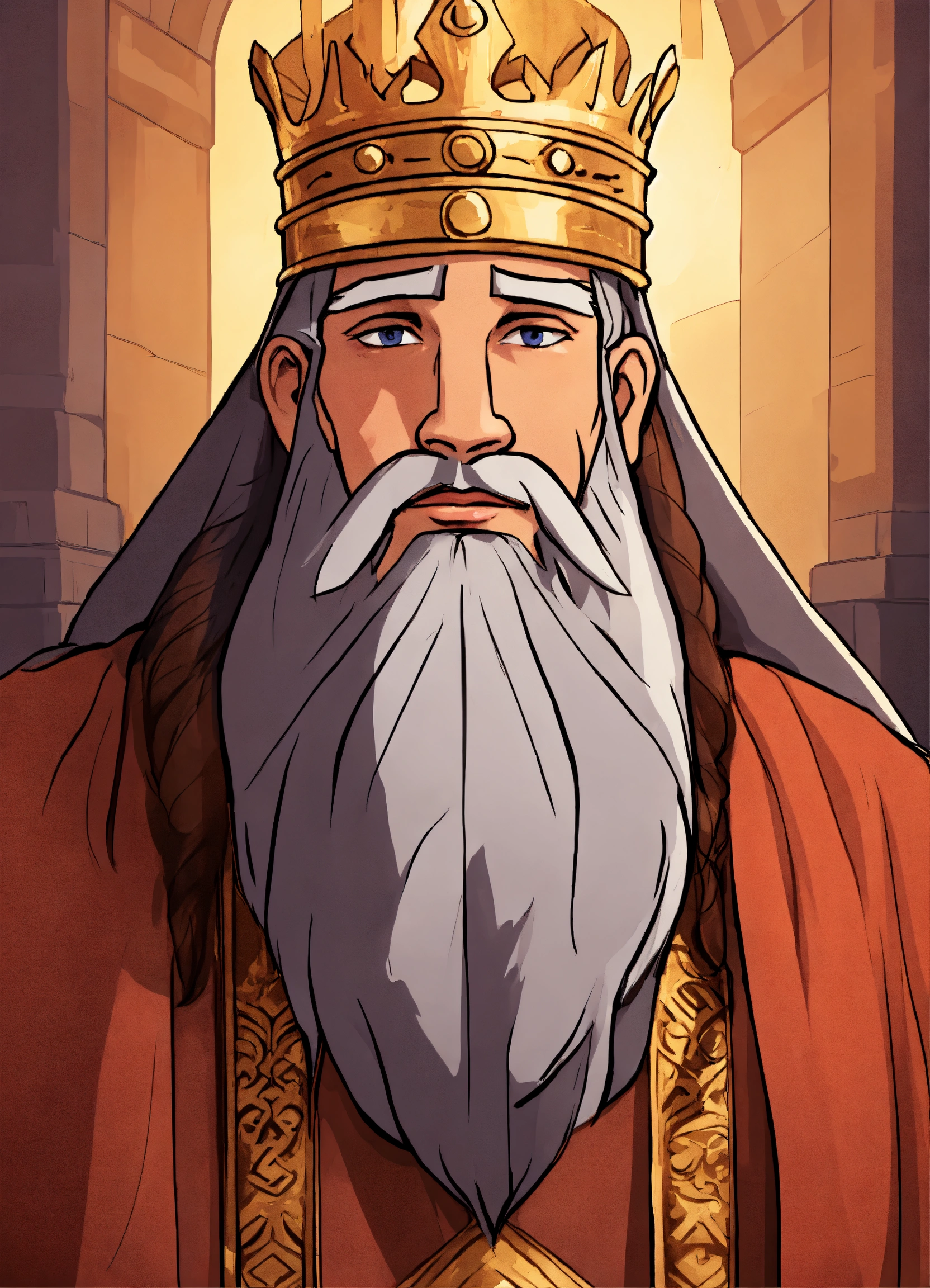 Lexica - 30 year old King solomon from the bible, 2d cartoon, face closeup