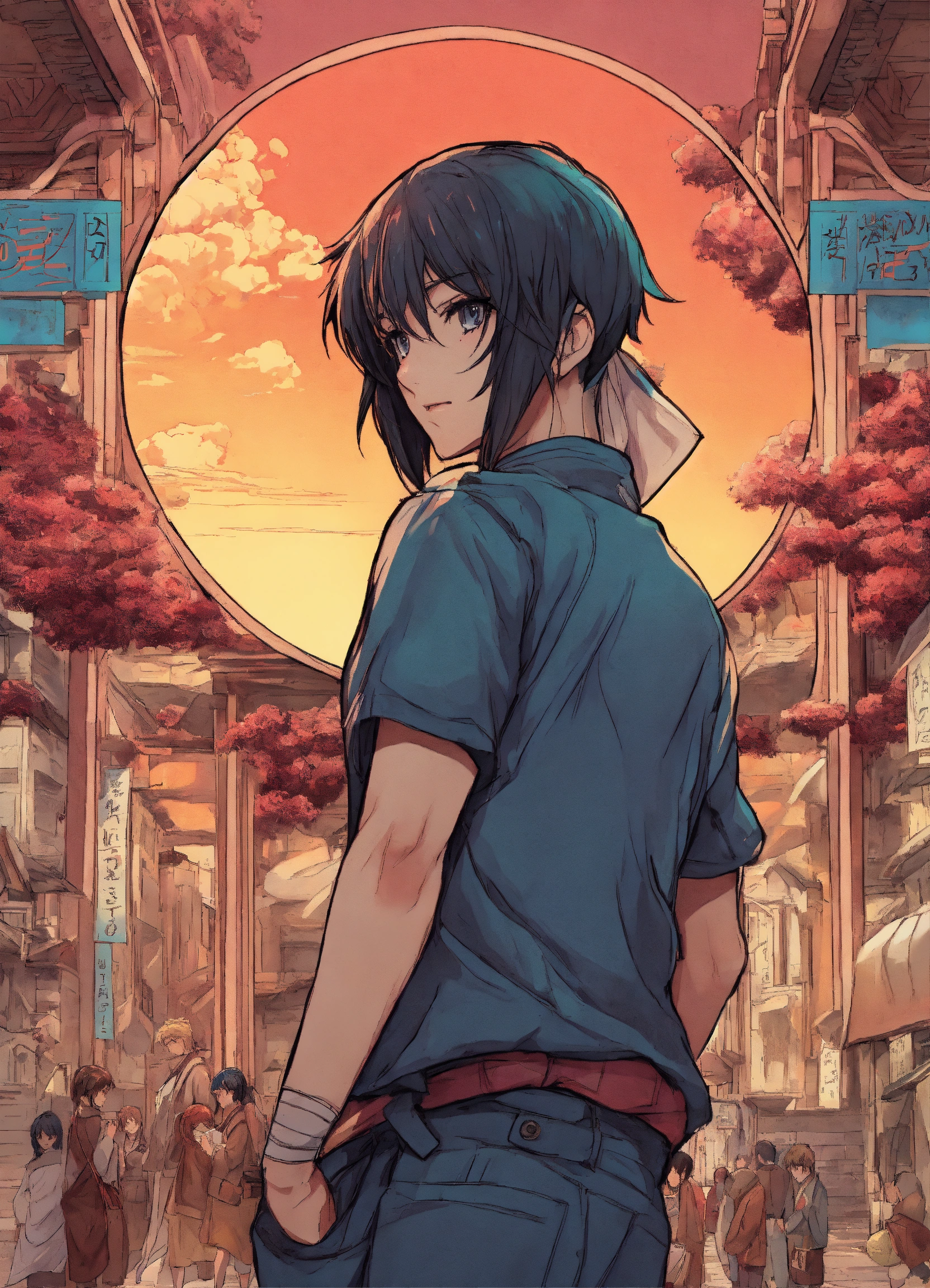 Lexica - Lettering SACRED, 2D manga anime style.