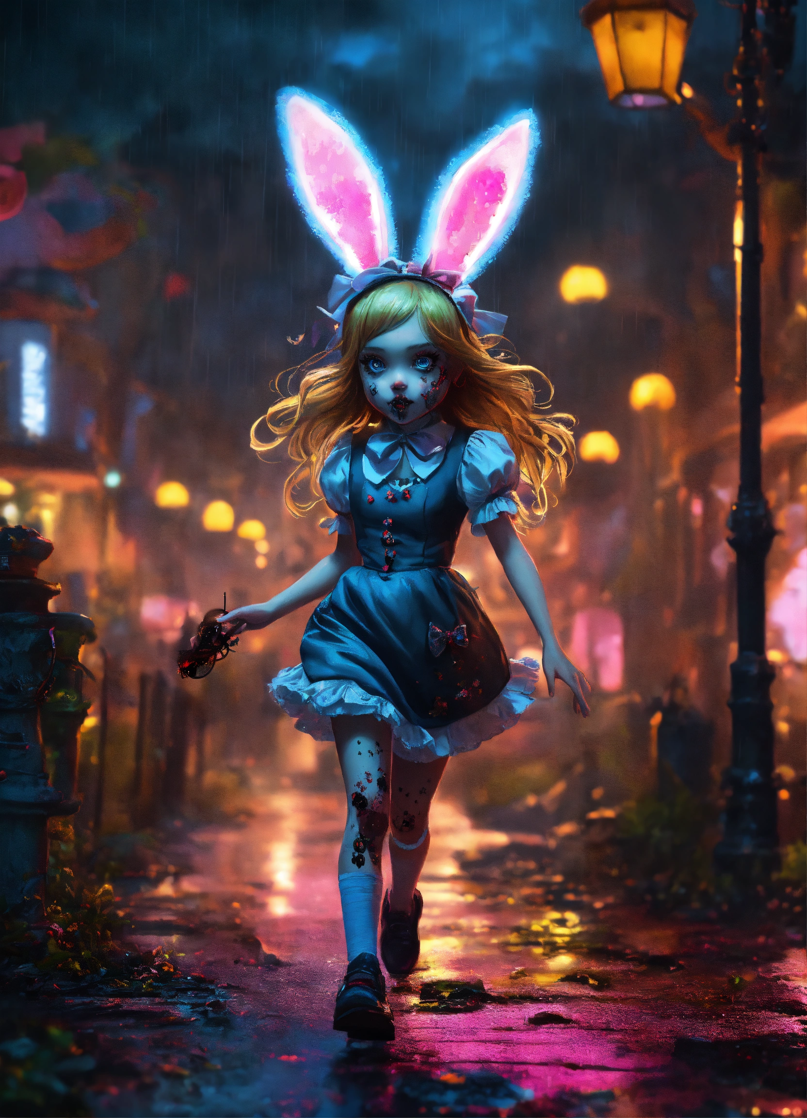 Lexica - Running creepy little zombie alice in wonderland whit bunny ...