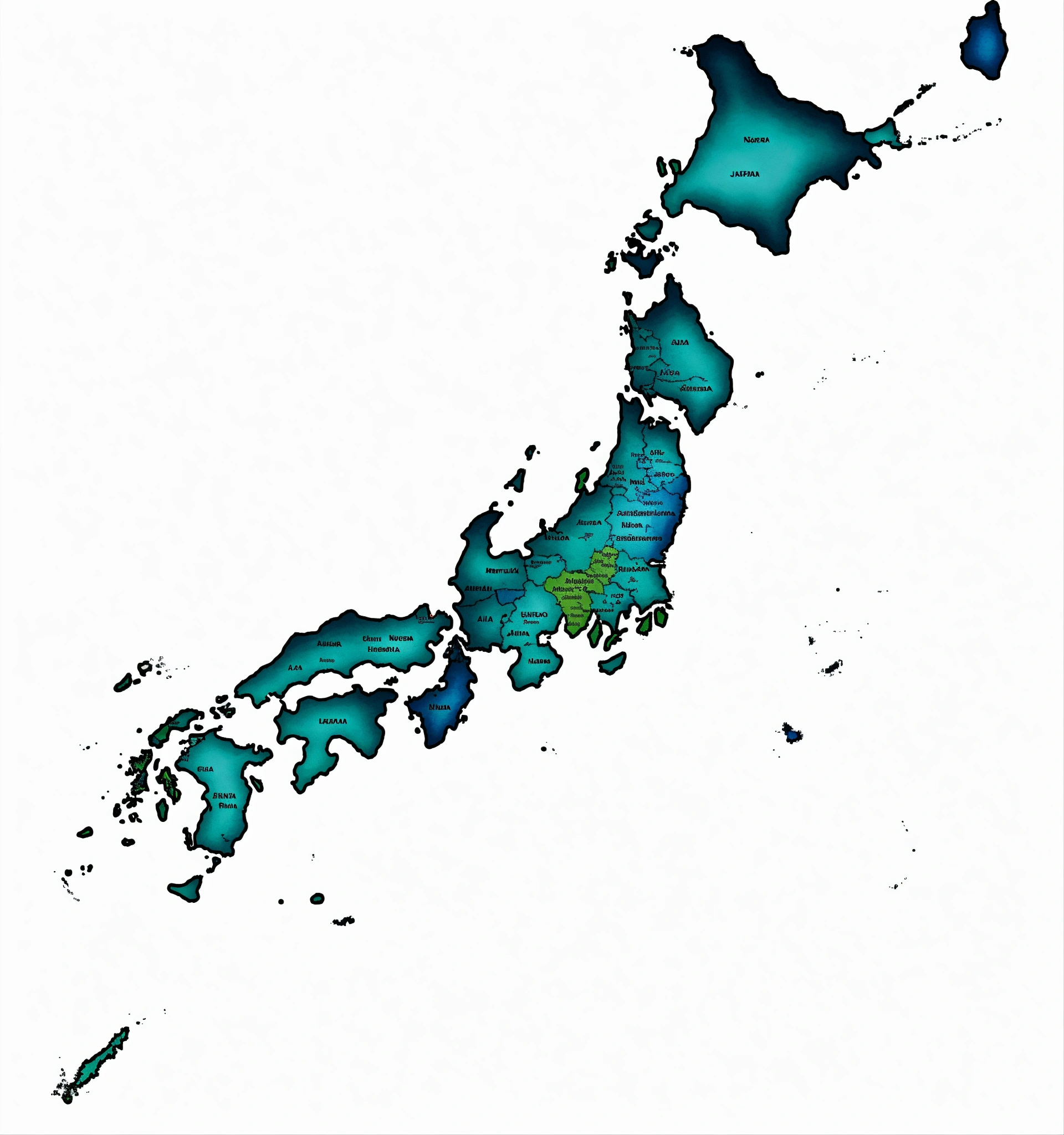 Lexica - A map of japan showing all 47 regions with a number over each ...
