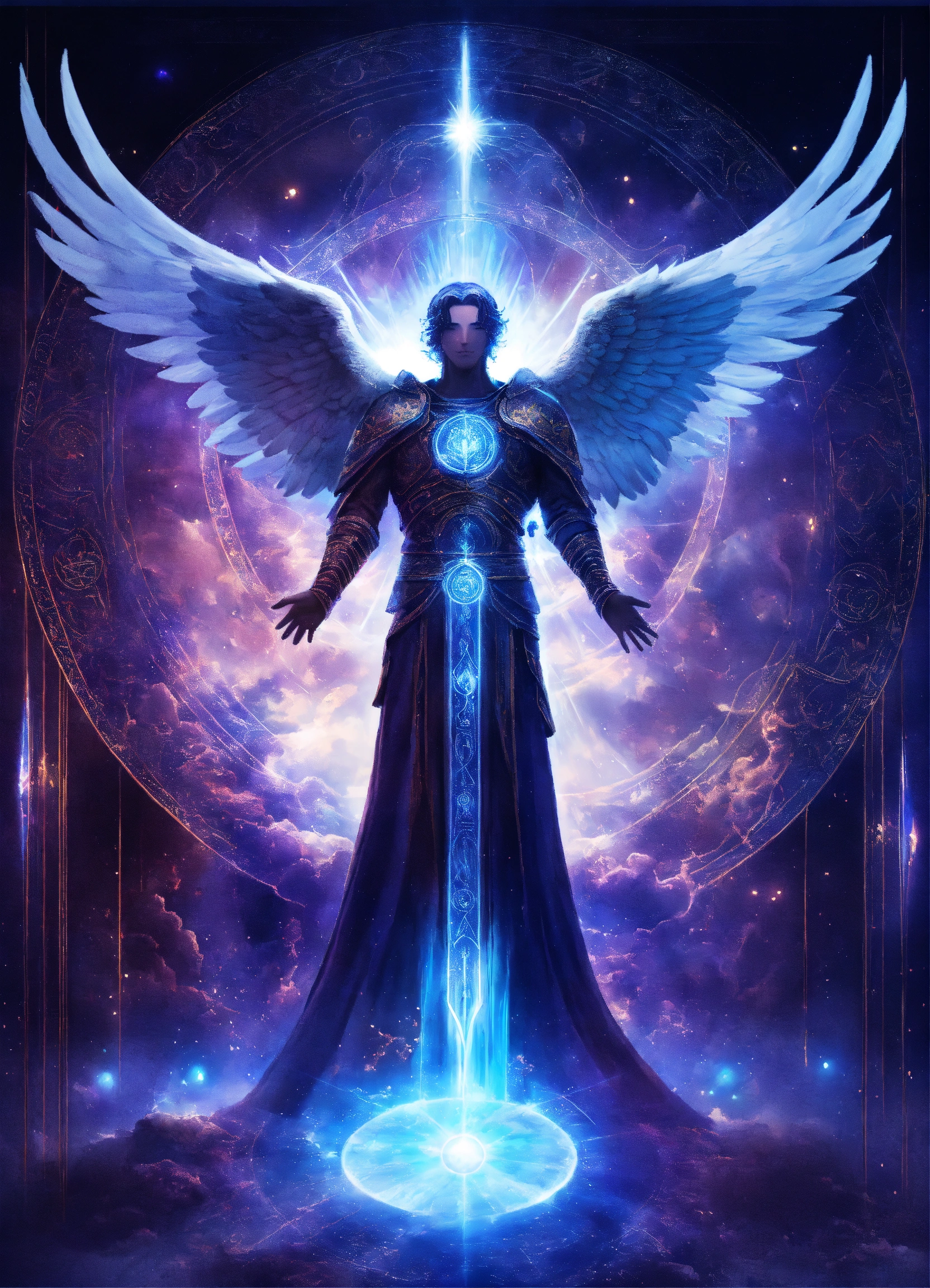 Lexica - Archangel Michael with an elderly visage, mystic emblem ...