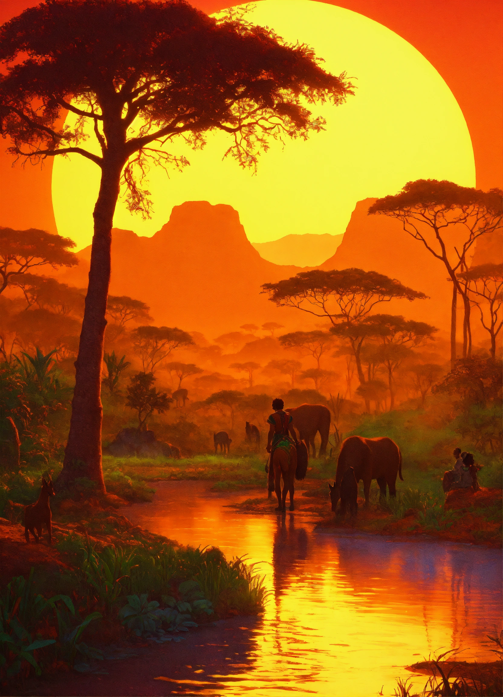Lexica - Envision a vibrant African landscape with sprawling savannahs ...